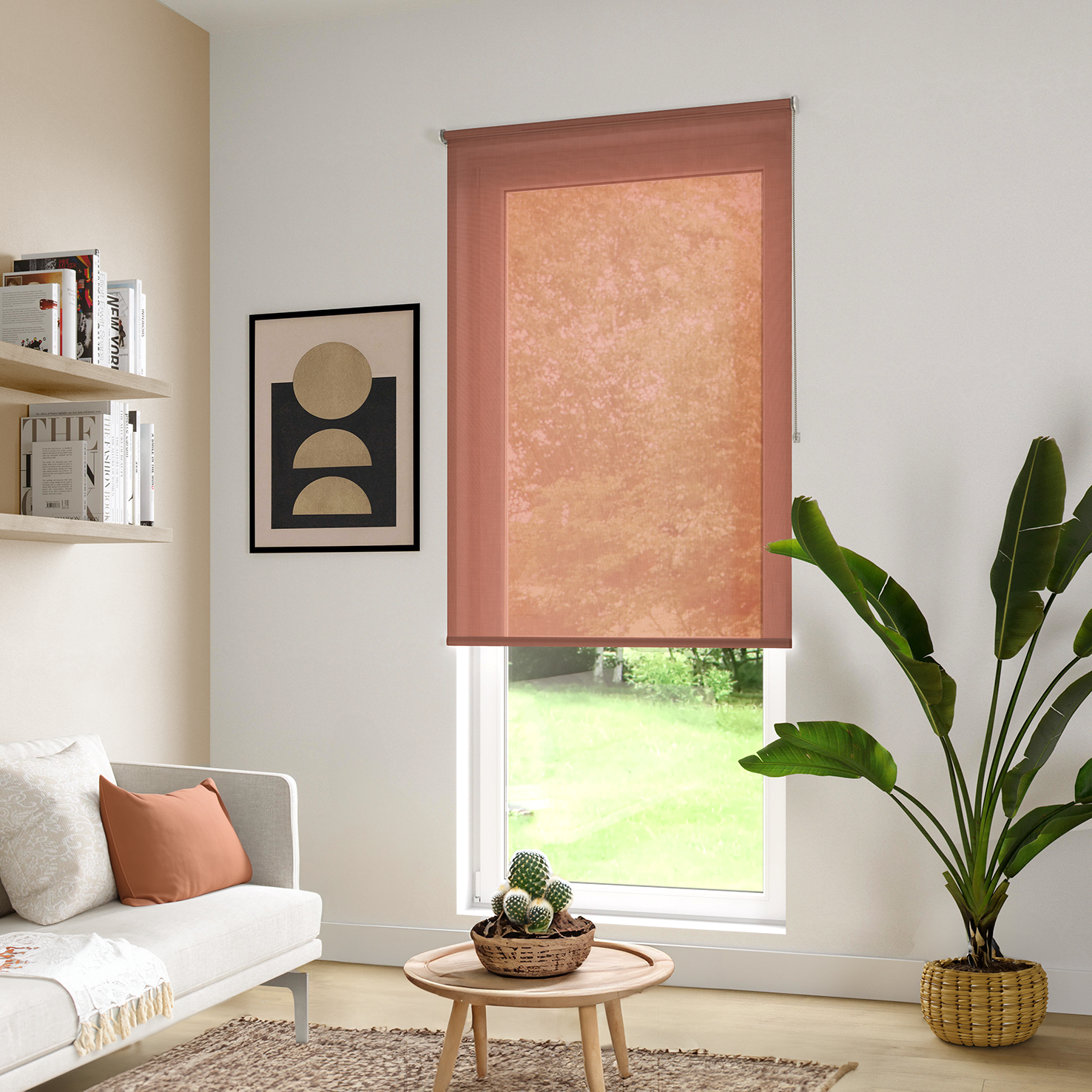 Store enrouleur tamisant Kangri marron cotta, l.90 x H.250 cm, INSPIRE | Leroy Merlin