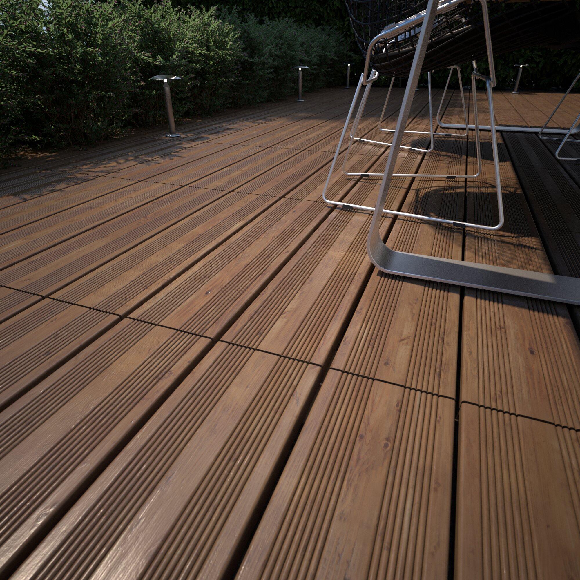 Dalle terrasse bois pin sylvestre marron, L.50 x l.50 cm x Ep.35 mm ...