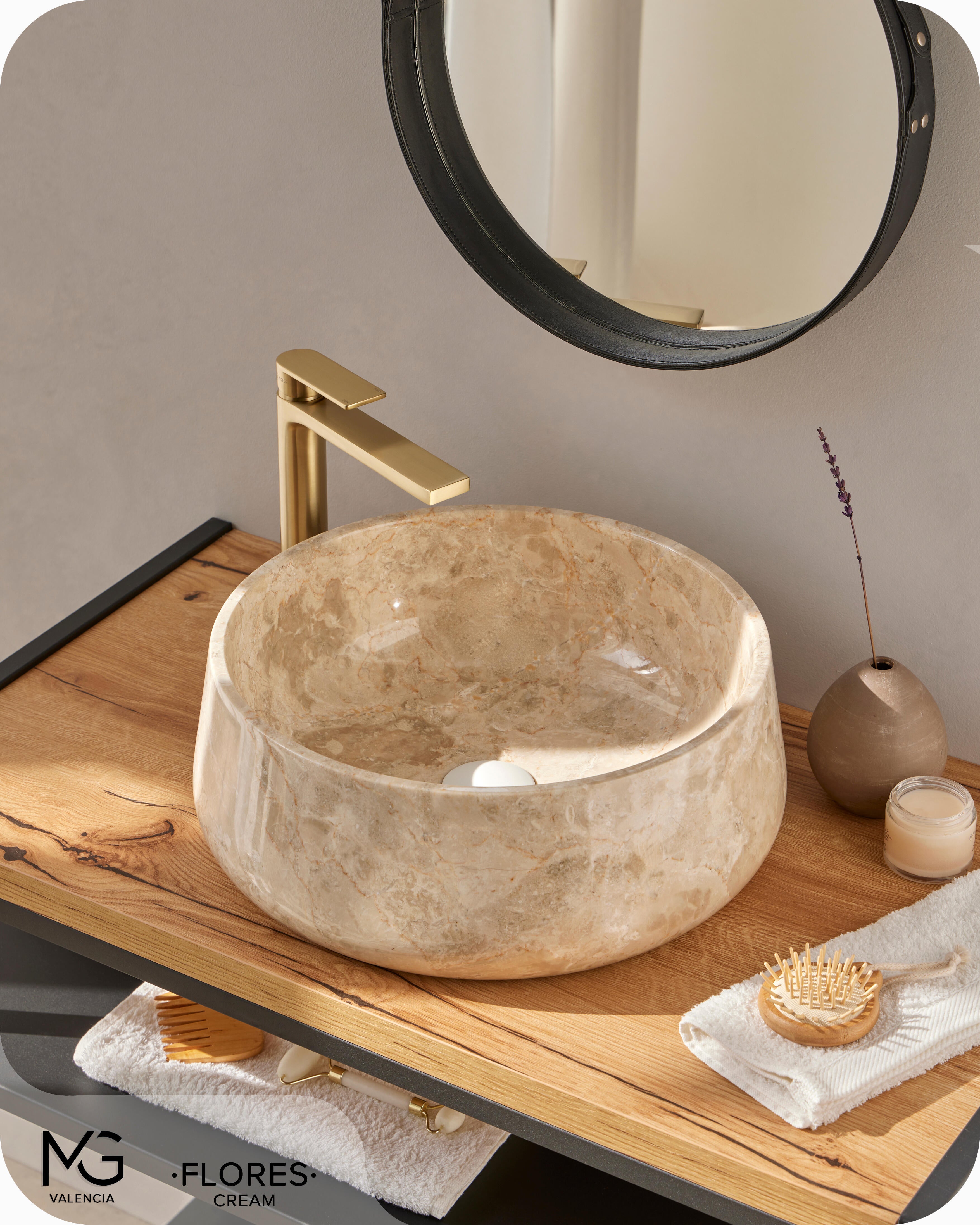 Lavabo de sobreponer Flores beige brillante 40x40x40 cm | Leroy Merlin