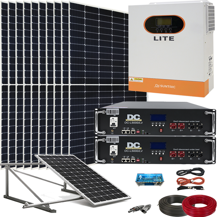 Kit Solar Aislada 5500w y 2 baterías de litio 10 kWh con estructura inclinada | Leroy Merlin