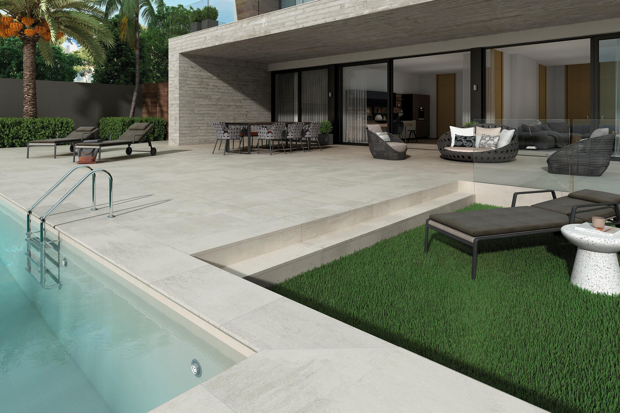 Suelo piscina cerámico Opera efecto hormigón ivory 15x120 cm C1 | Leroy ...