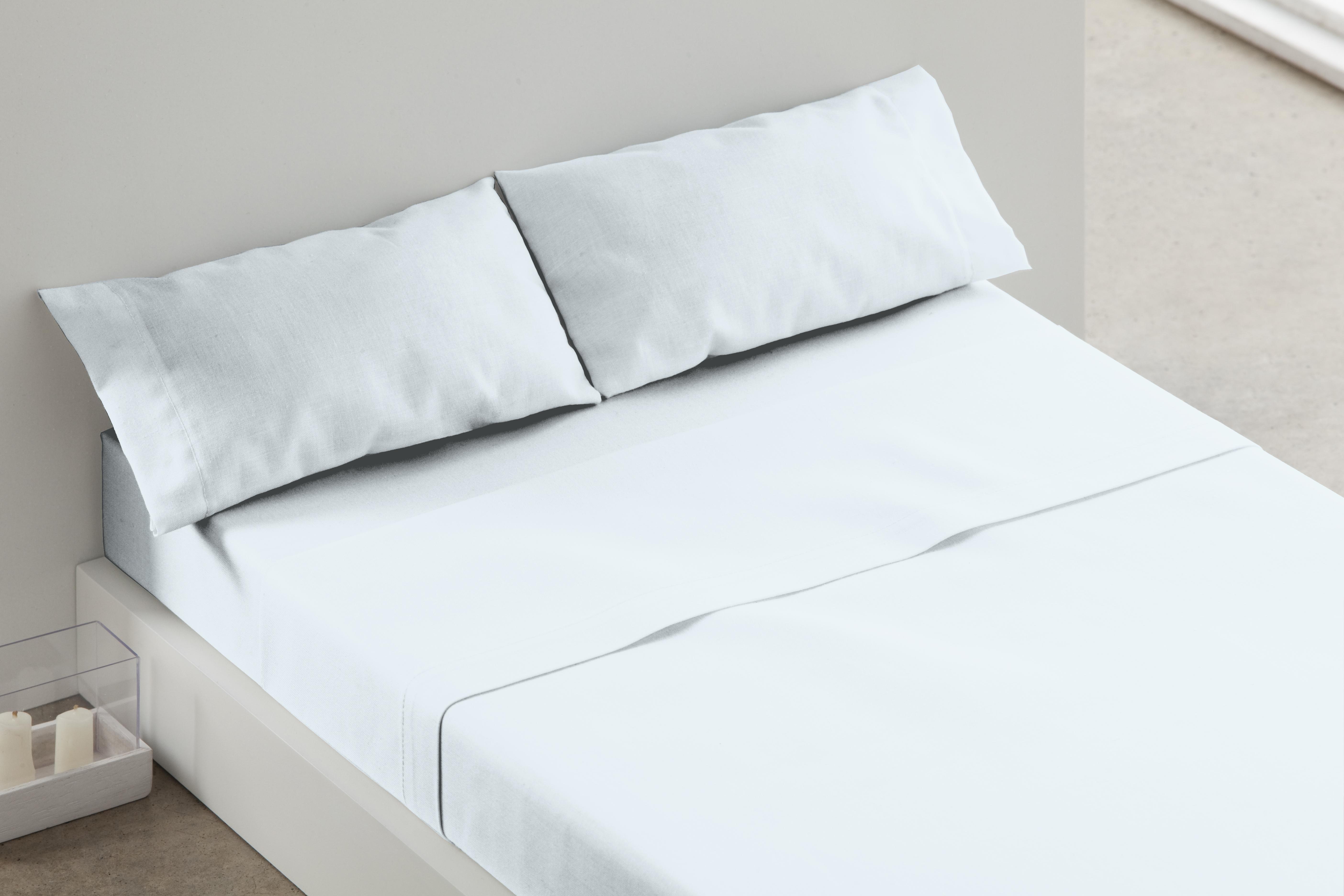 Sábana bajera con elástico algodón 145 hilos Open azul glaciar 150x200 ...