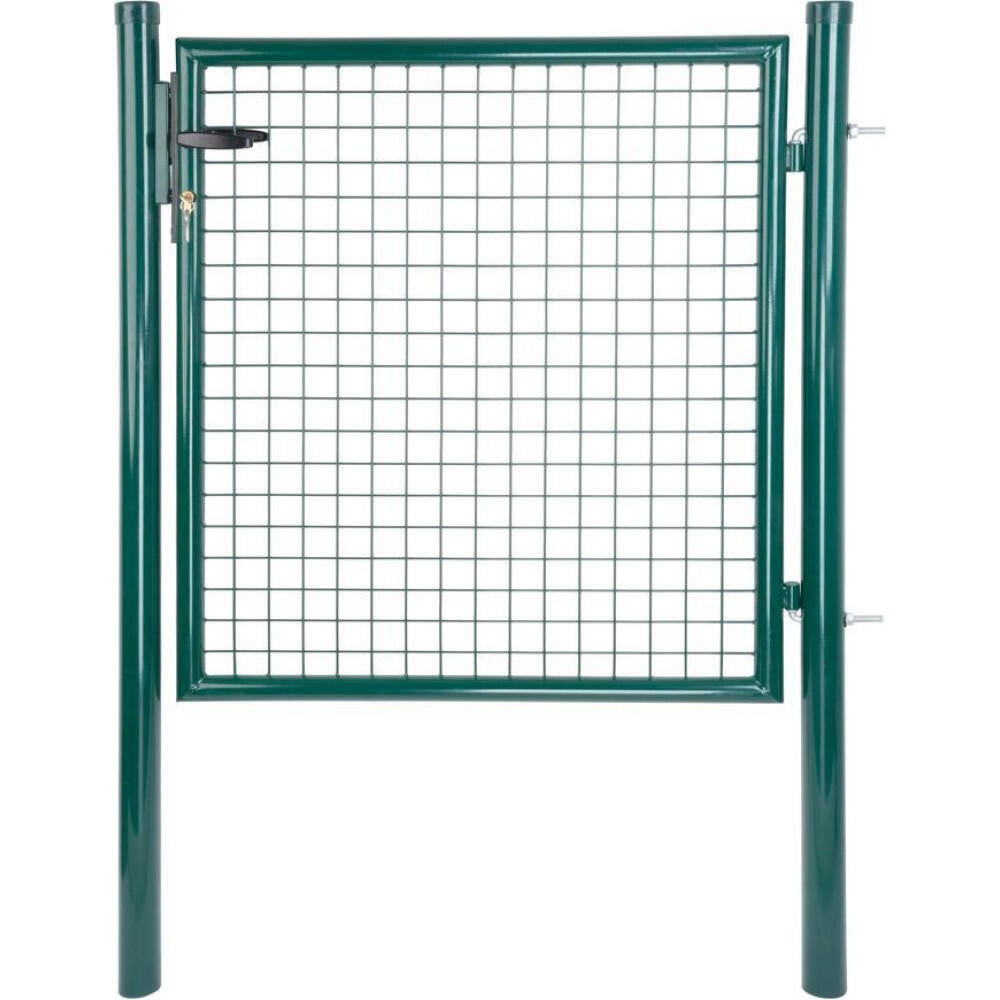 PORTA METÁLICA COM REDE E POSTE REDONDO 1X1.5M VERDE