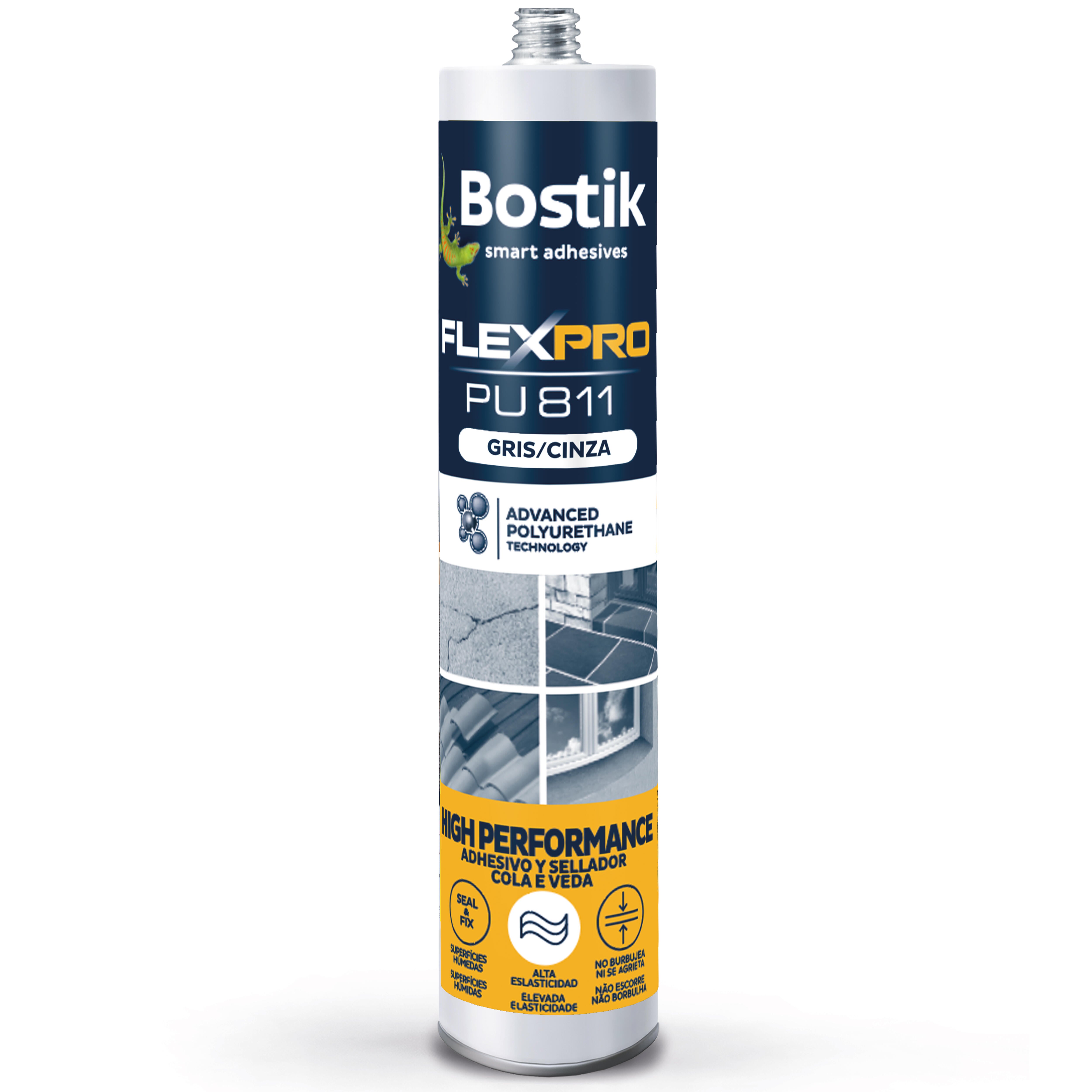 SELANTE E ADESIVO POLIURETANO FLEXPRO PU811 BOSTIK 300ML CINZA | Obramat