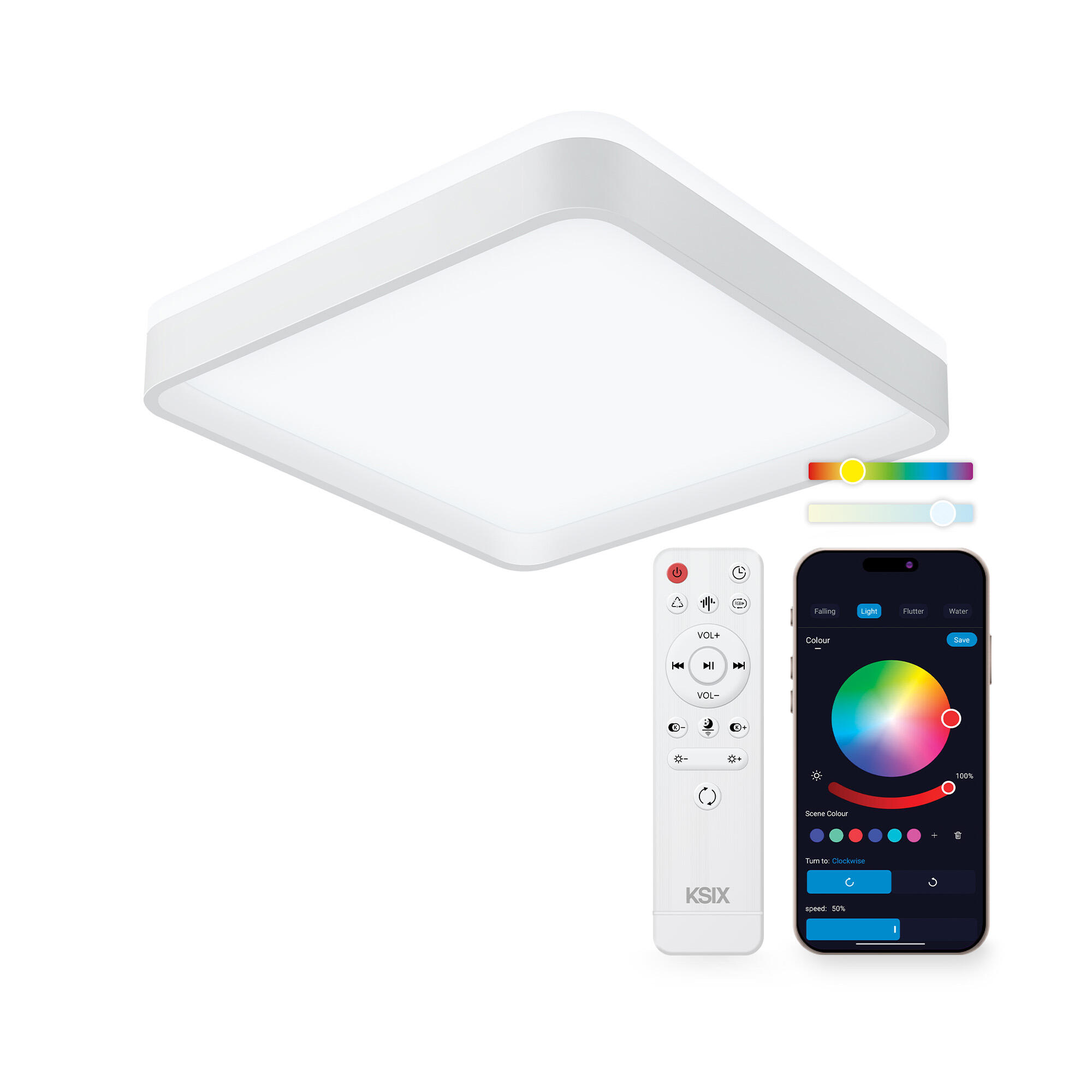 Plafón LED de interior cuadrado blanco 6590 lm RGB 39 cm | Leroy Merlin