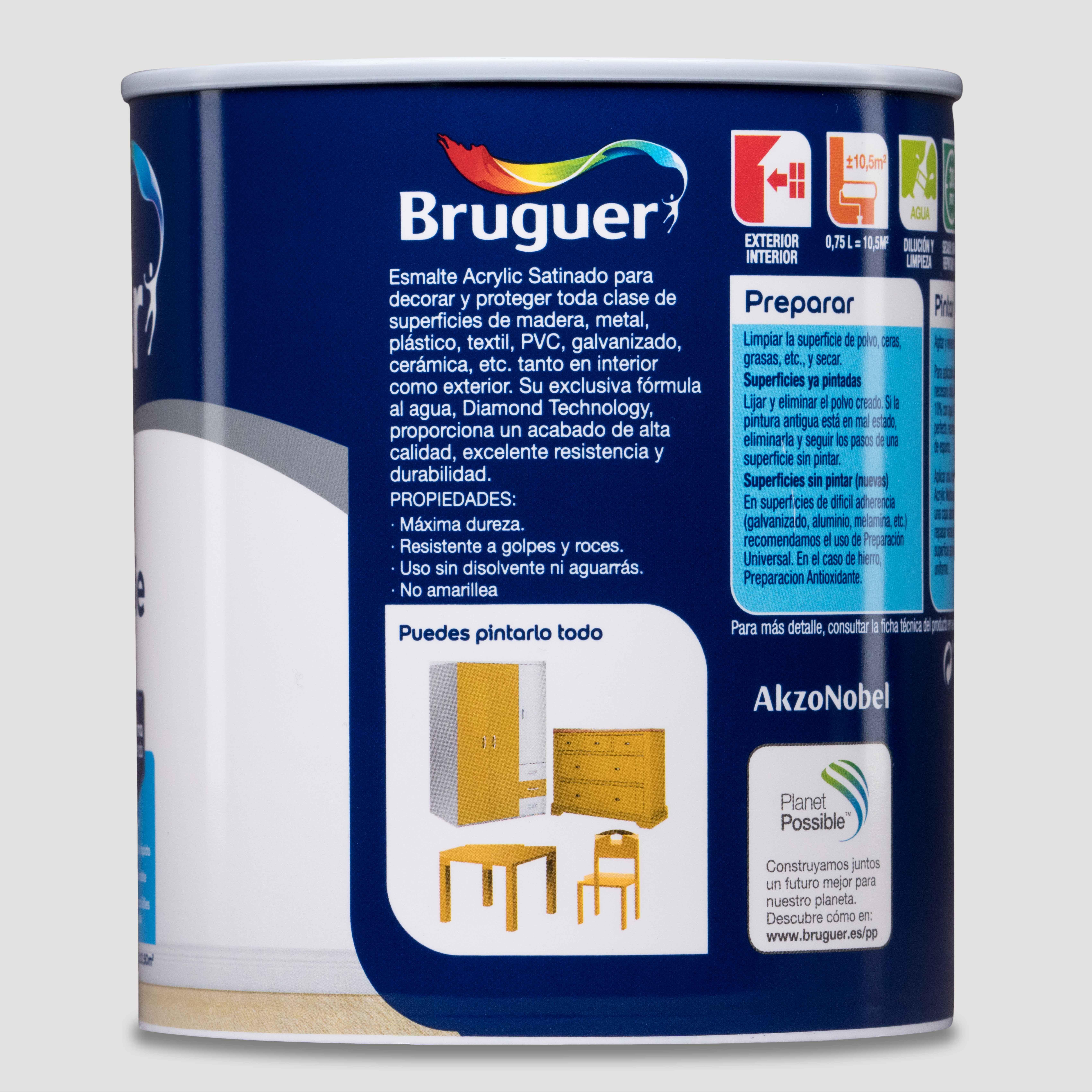 Esmalte de interior Acrylic BRUGUER color gris niebla satinado 750ml ...