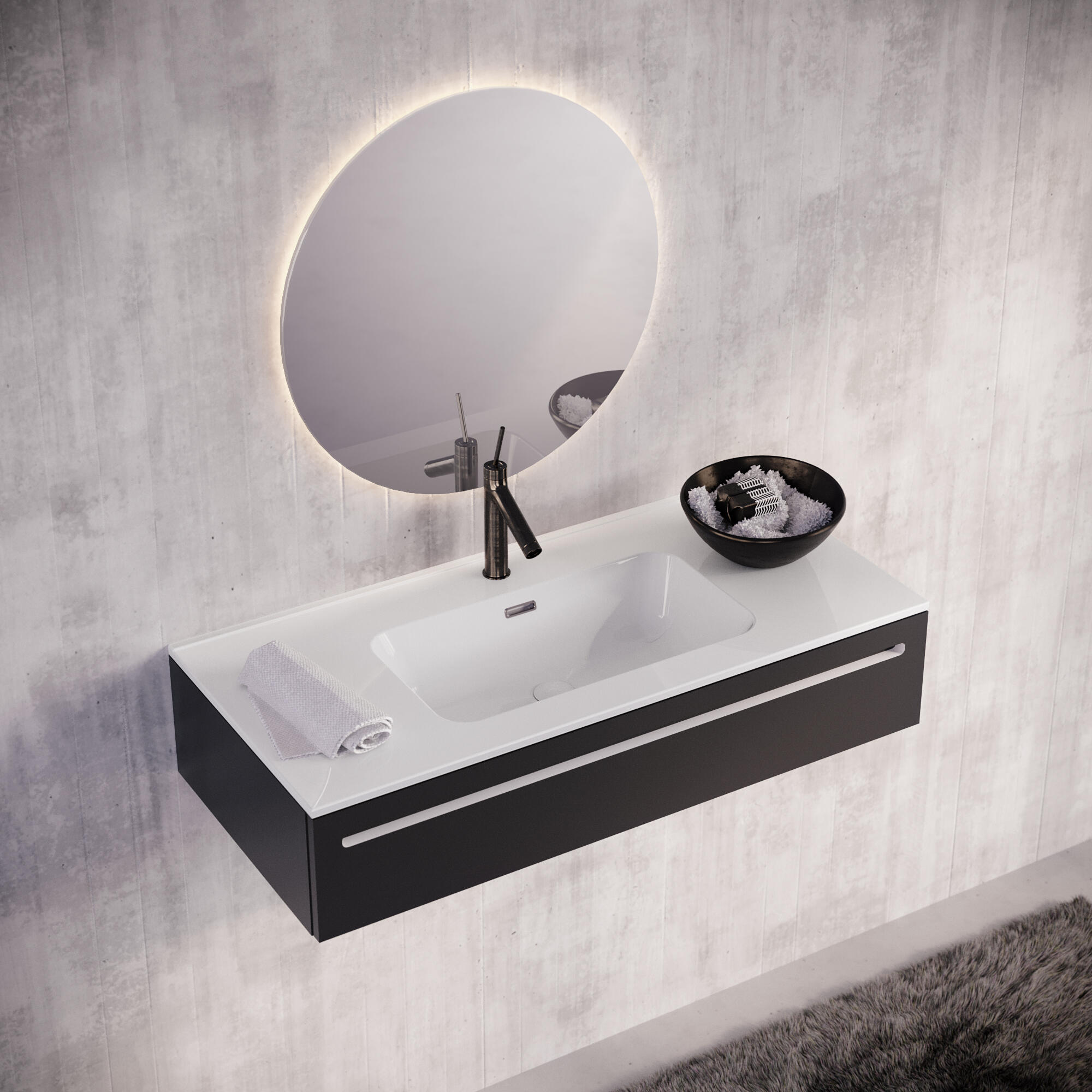 Plan simple vasque centrée Mia porcelaine blanc Brillant l.81 x P.46 cm ...