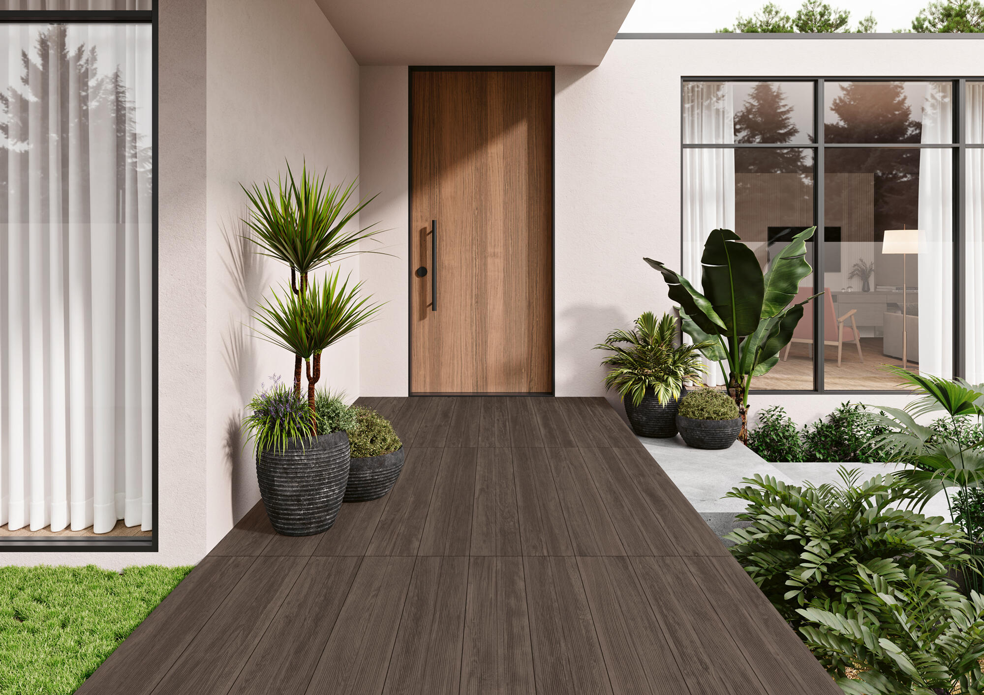 Suelo/Azulejo porcelánico Deck efecto madera marrón 20x120 cm C3 ...