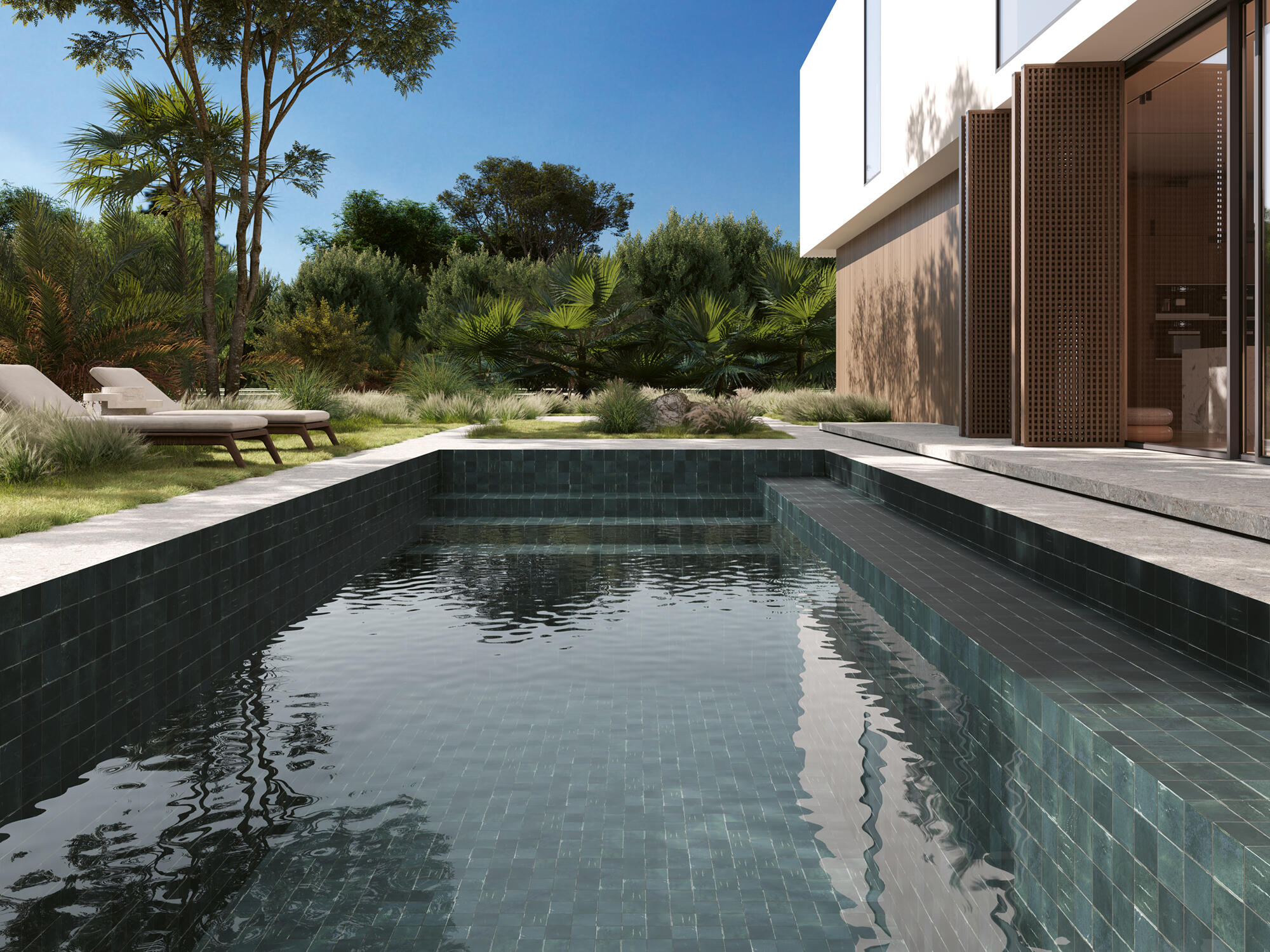 Azulejo piscina porcelánico Kech efecto zellige cobalt 30x60 cm | Leroy ...