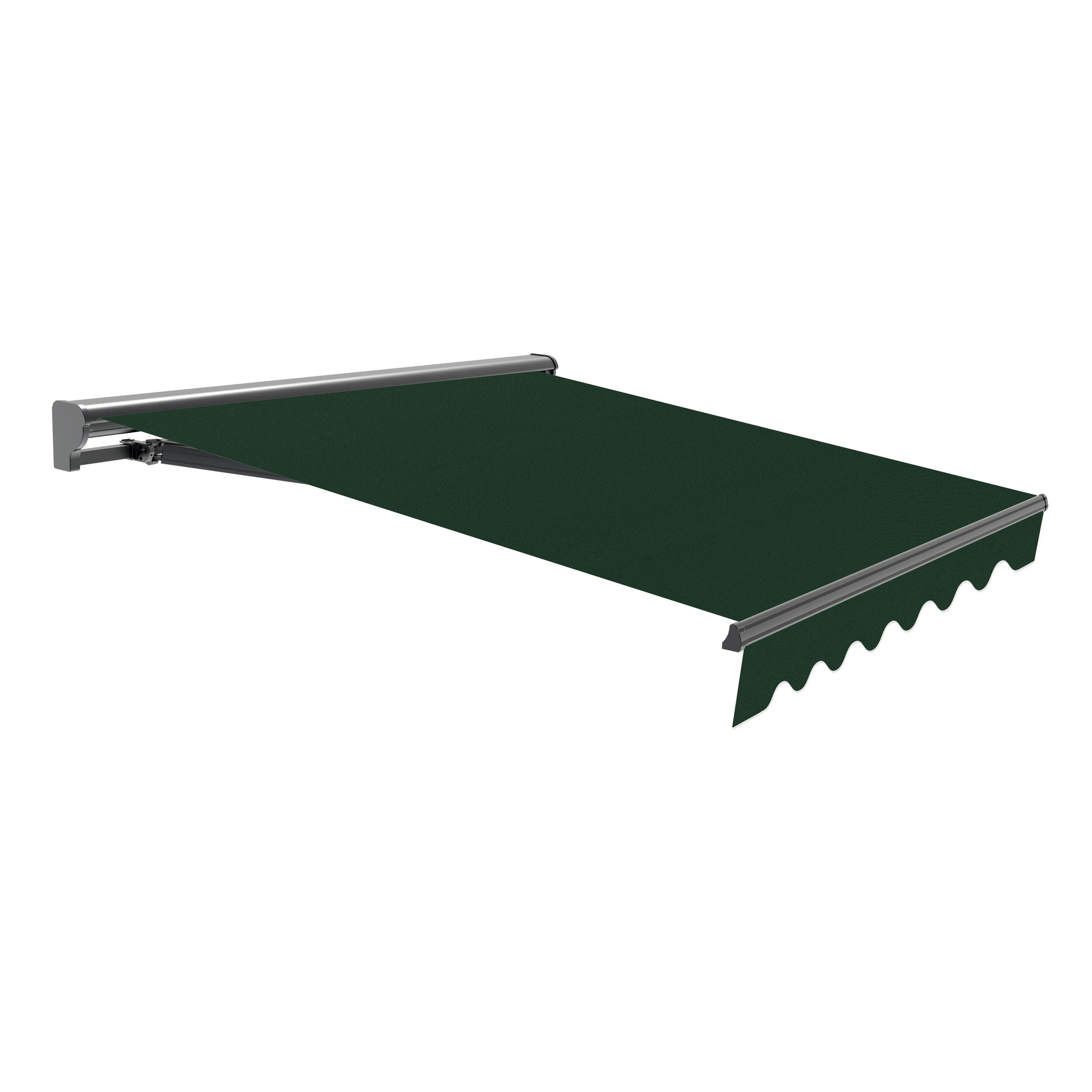Toldo kronos motor semi cofre brazo extensible gris y tela verde ...