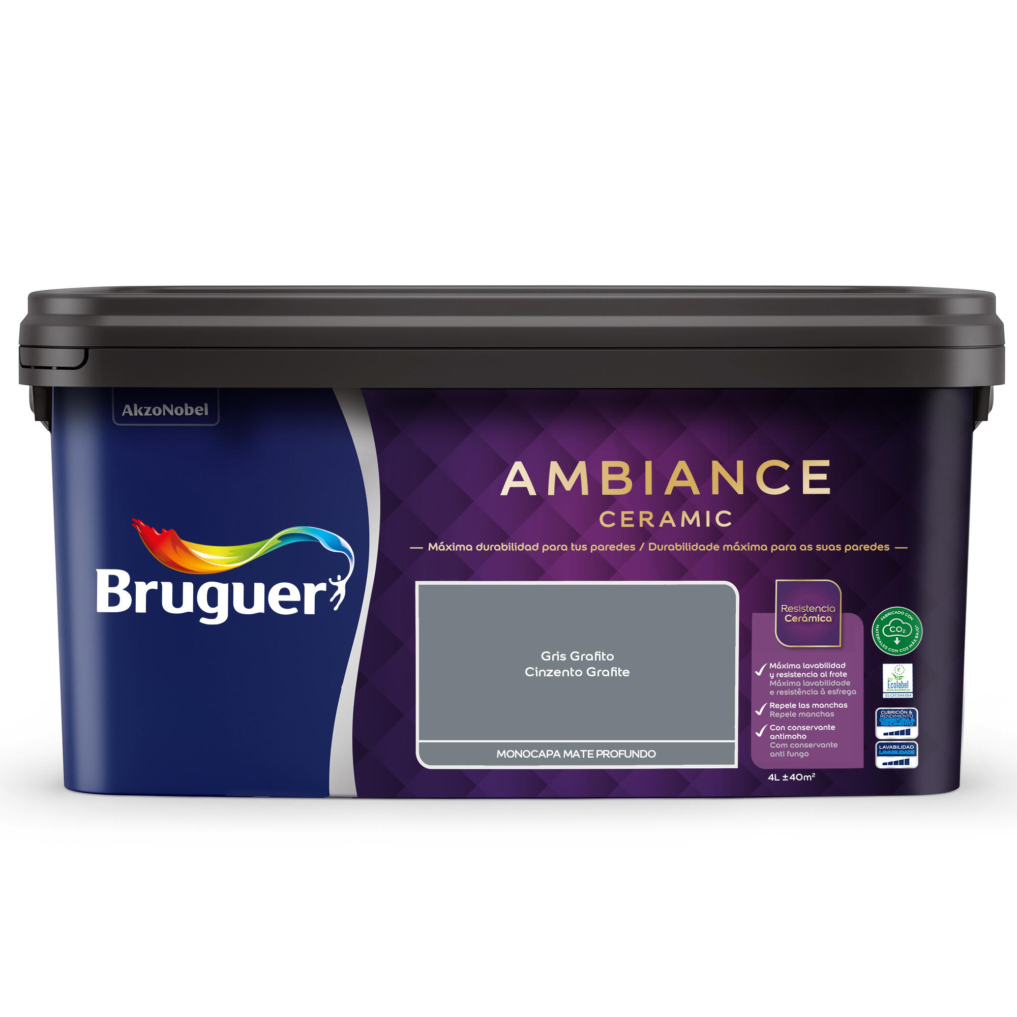 Pintura de interior Ambiance Ceramic BRUGUER color gris grafito mate ...