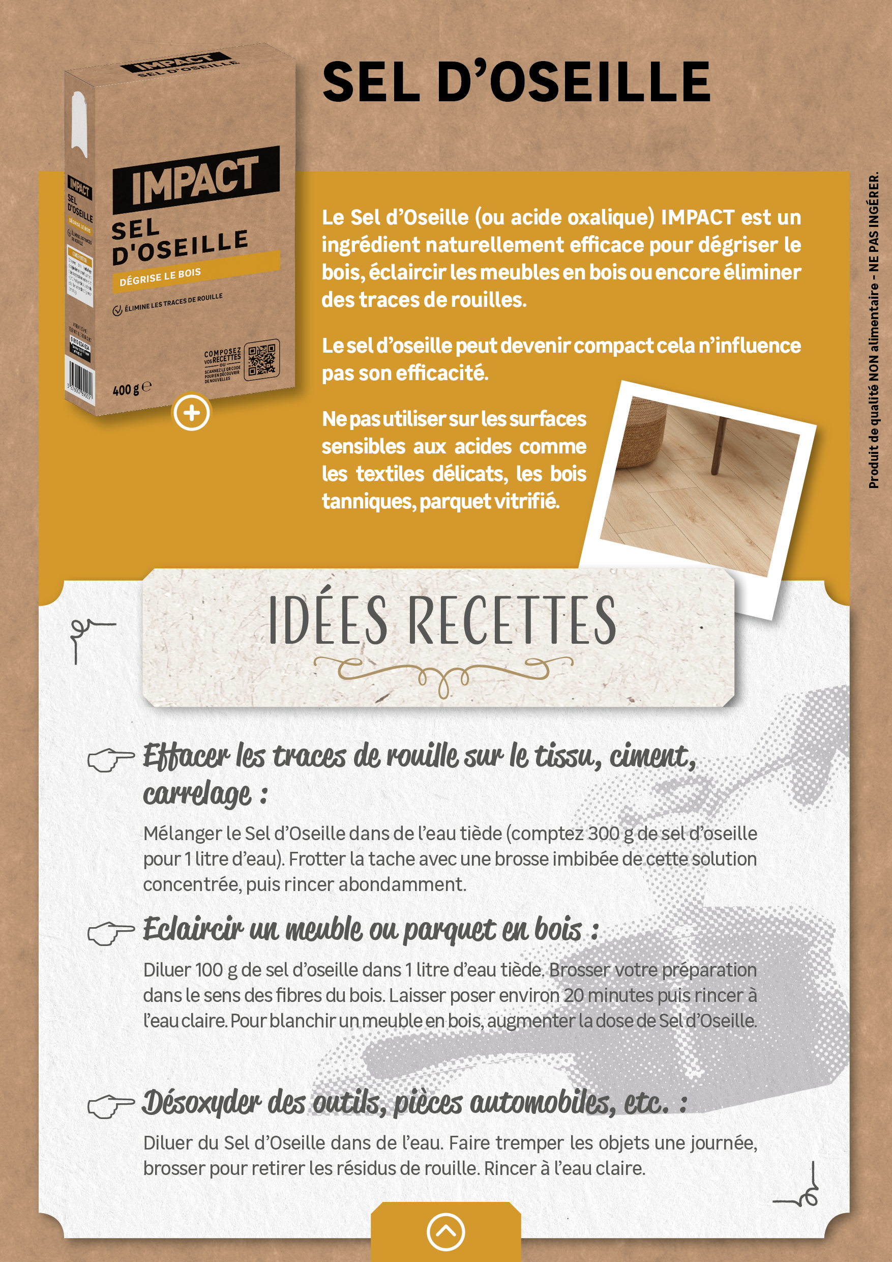 Sel d'oseille IMPACT Dégrisant et nettoyant rouille, 400g | Leroy Merlin