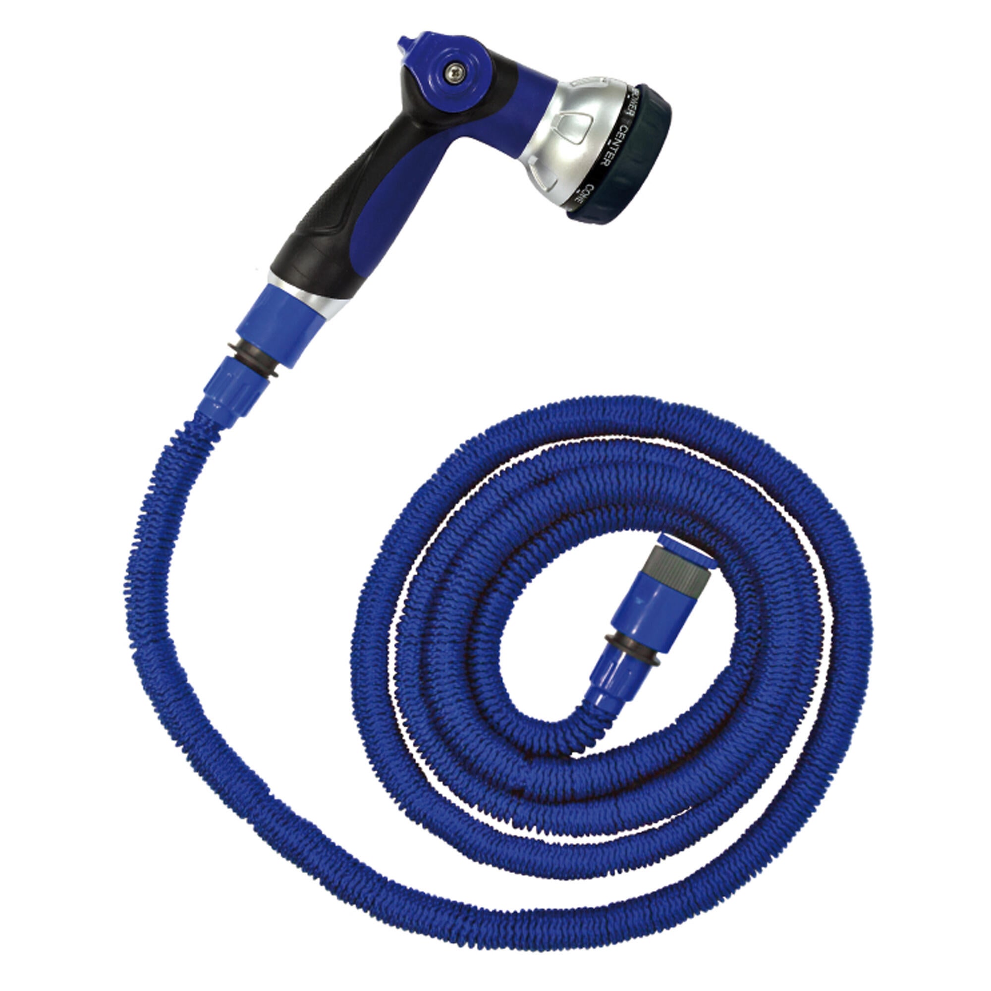 1 Soporte cesta para manguera extensible + manguera extensible azul 15m ...