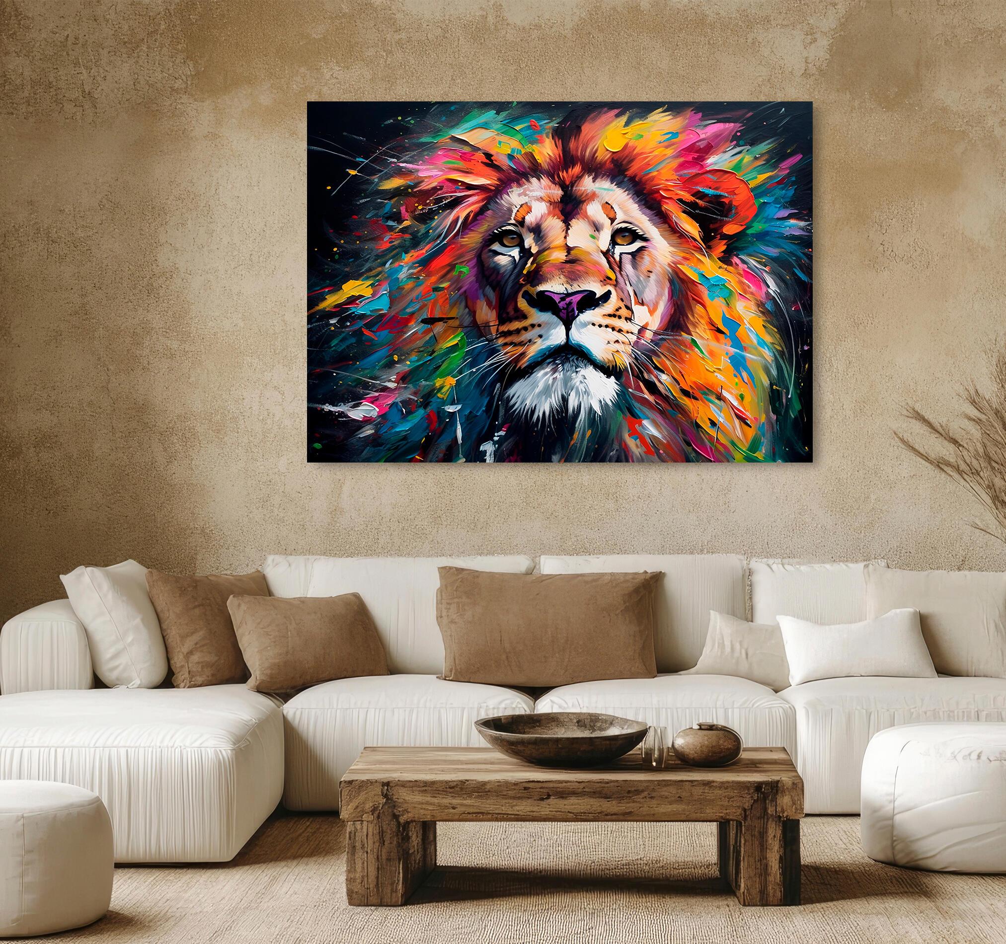 Objeto decorativo sin marco Arte rectangular de 140 x 100 cm. MDF Leon ...