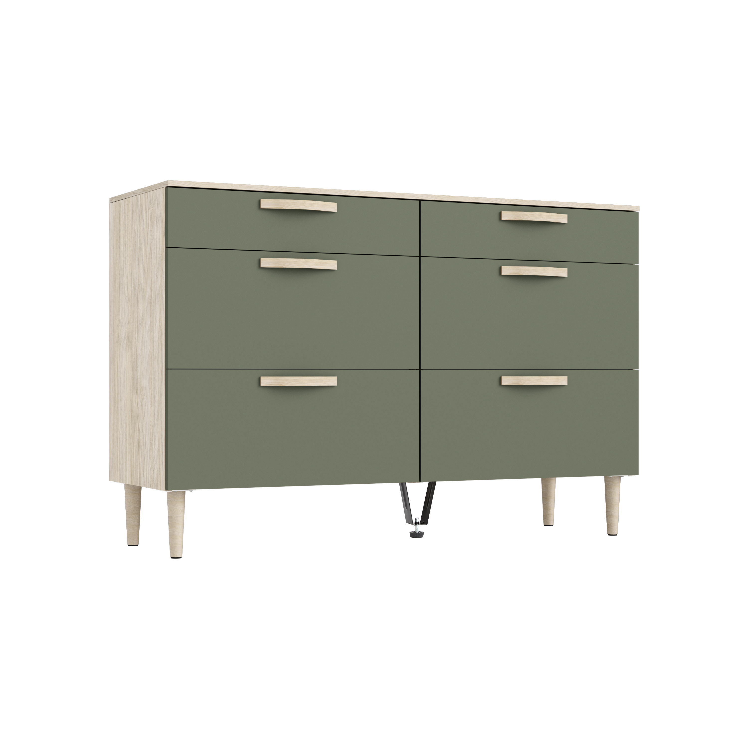 Commode SPACEO Evo'M, façade vert / caisson chêne H.80 x l.120 x P.38 ...