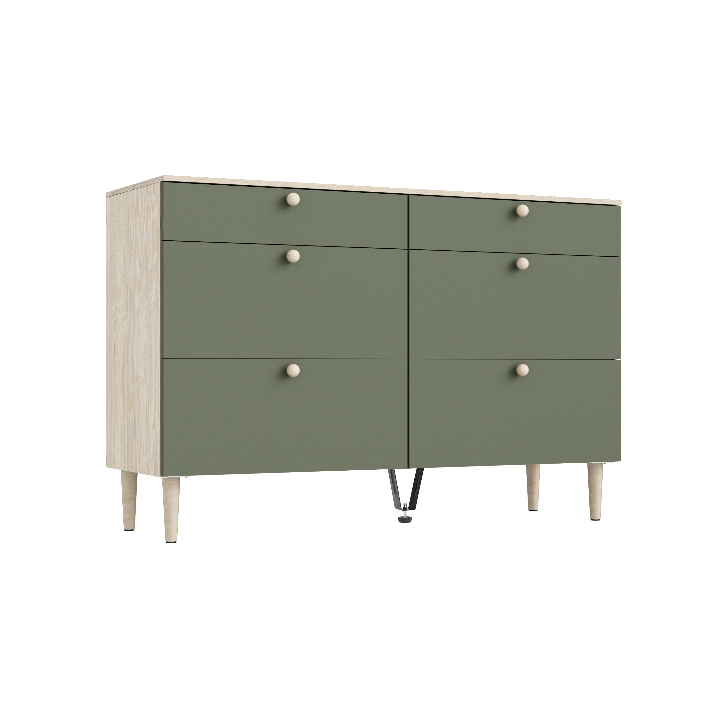 Commode SPACEO Evo'M, façade vert / caisson chêne H.80 x l.120 x P.38 ...