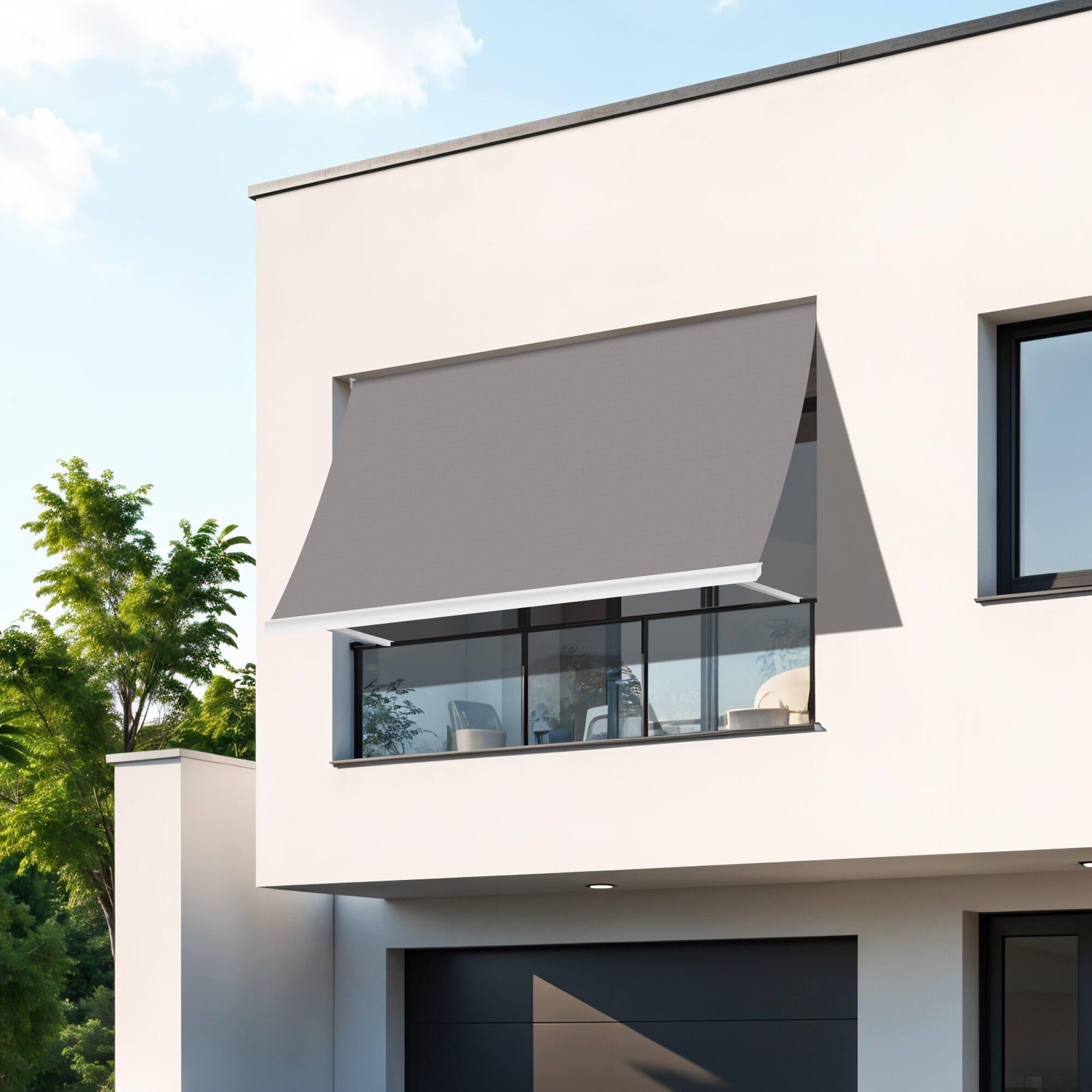 Toldo brazo estor 5x2m para balcón Malibú motorizado con mando ...