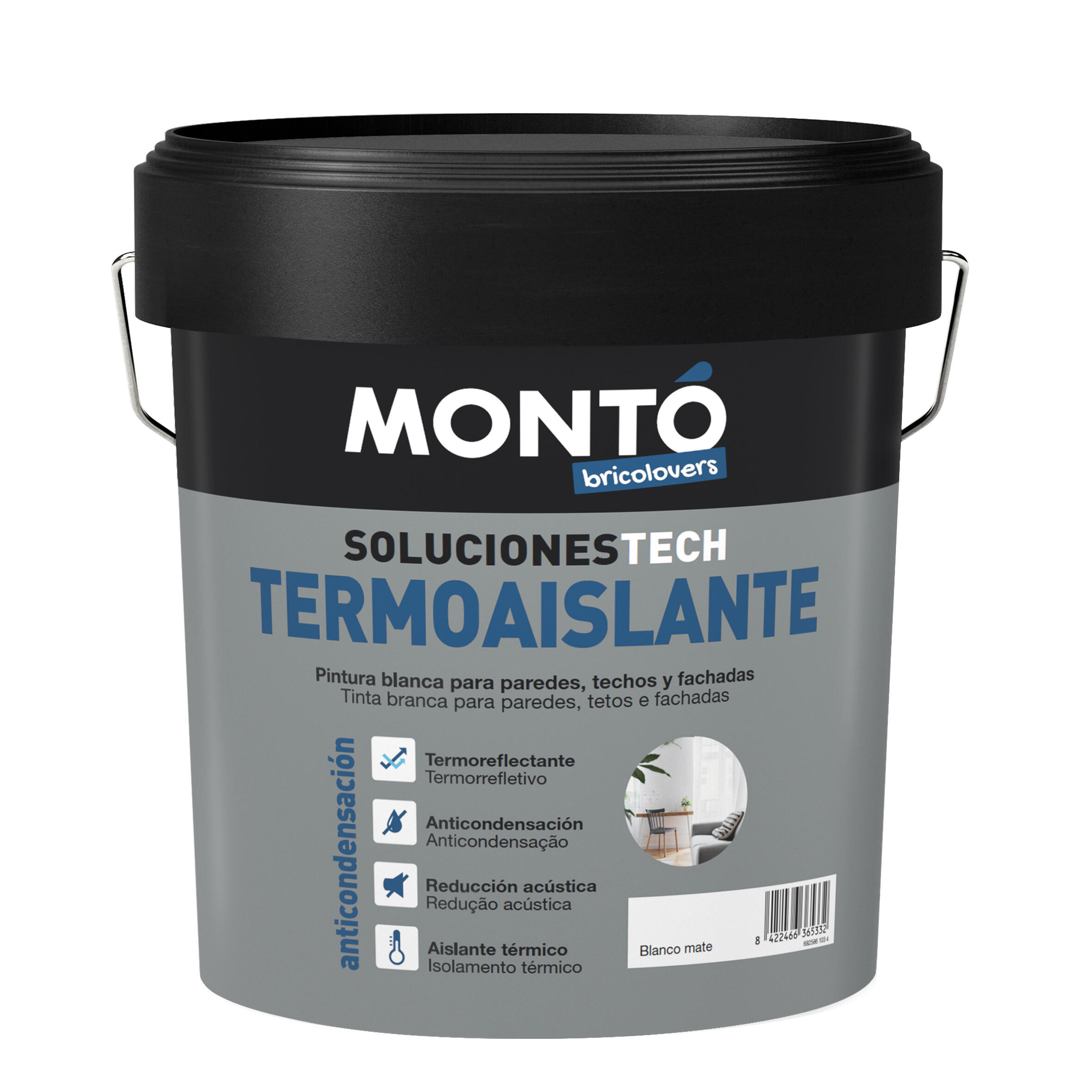 Pintura de interior termoaislante MONTÓ color blanco mate 10L para ...