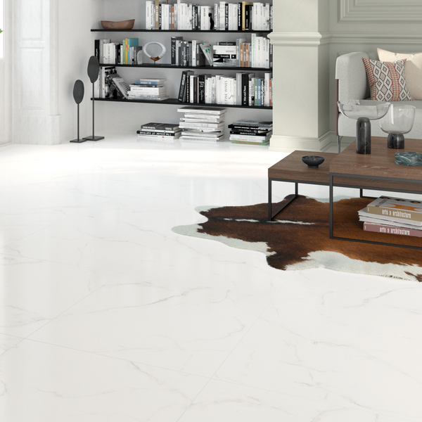 Gres szkliwiony Calacatta Silver 60x60 Artens - Leroy Merlin