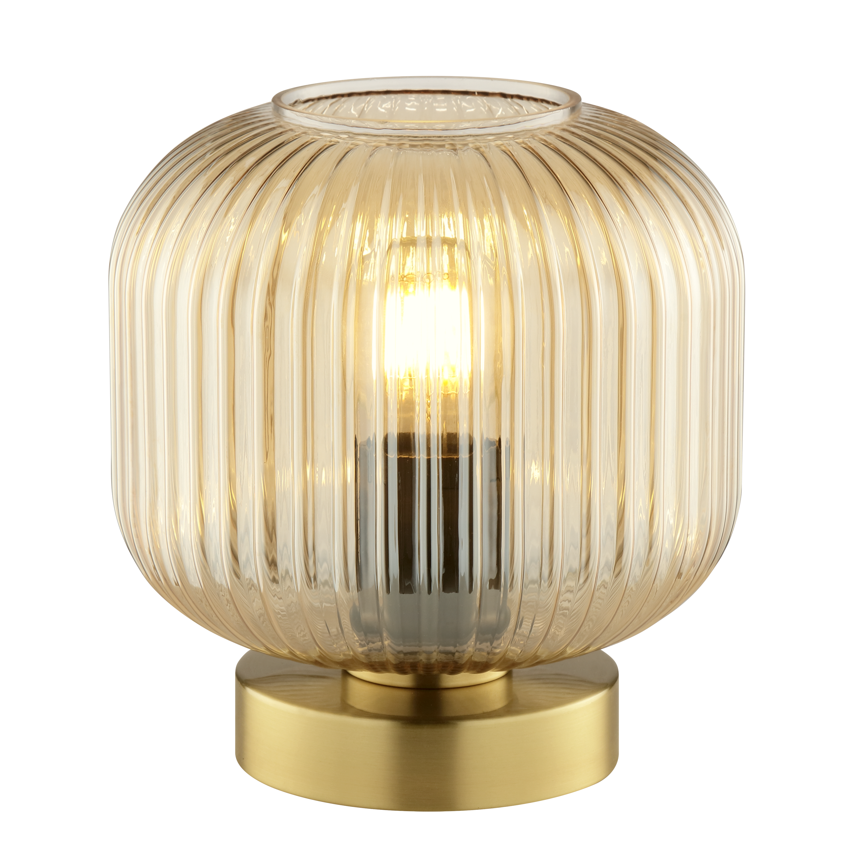 Lampada da tavolo glamour Dipsy ottone paralume ambrato E27 INSPIRE ...
