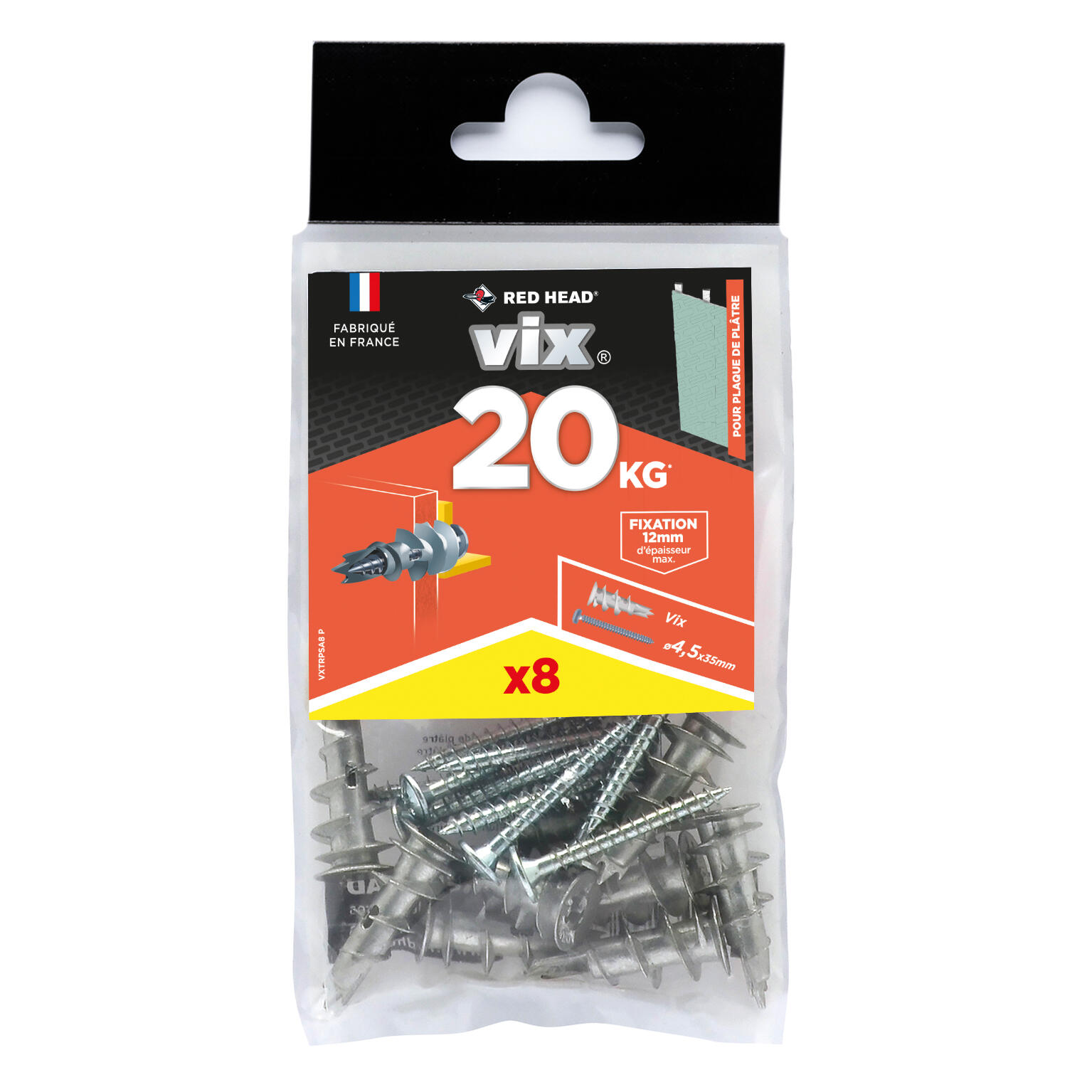 8 chevilles vix + vis RED HEAD, Ø4.5 x L.35 mm | Leroy Merlin