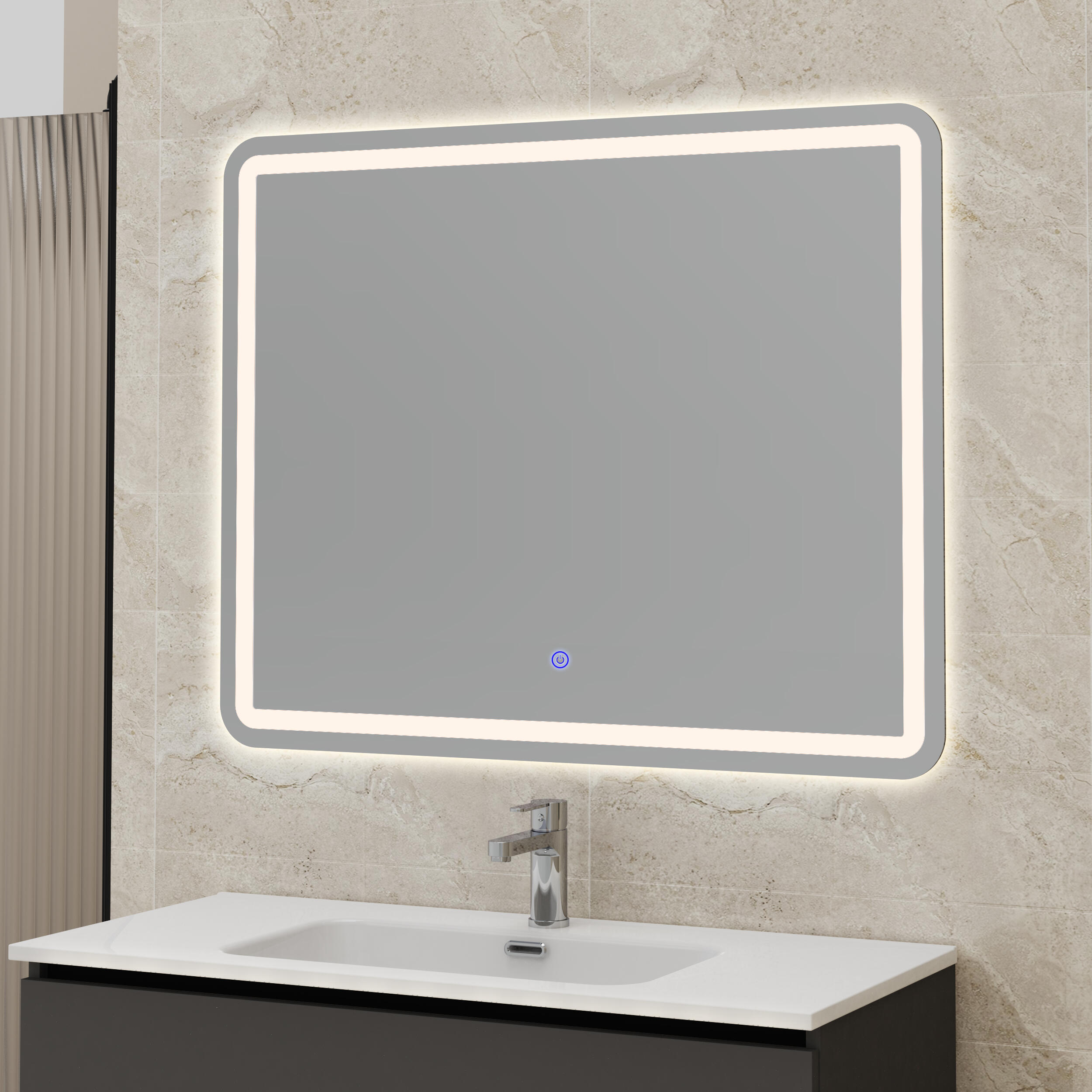 Espejo de baño con luz Arenado táctil 100x80 cm | Leroy Merlin