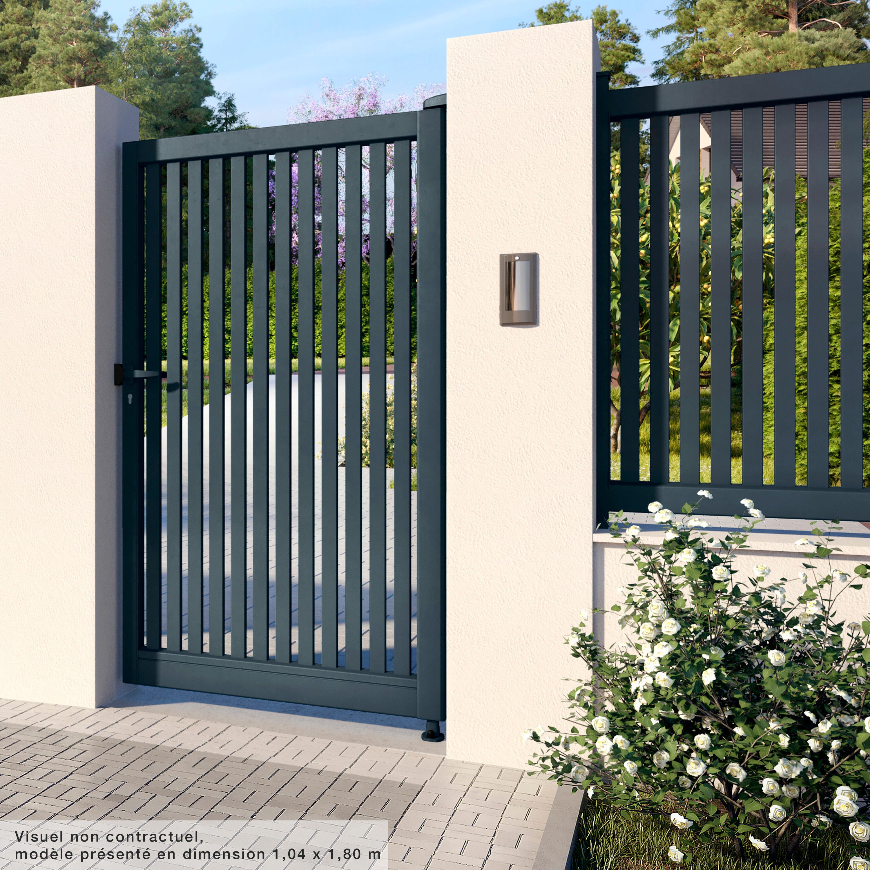 Portillon aluminium Lubéria Gris 7016, GRANVAL, l.104 x h.147cm | Leroy ...