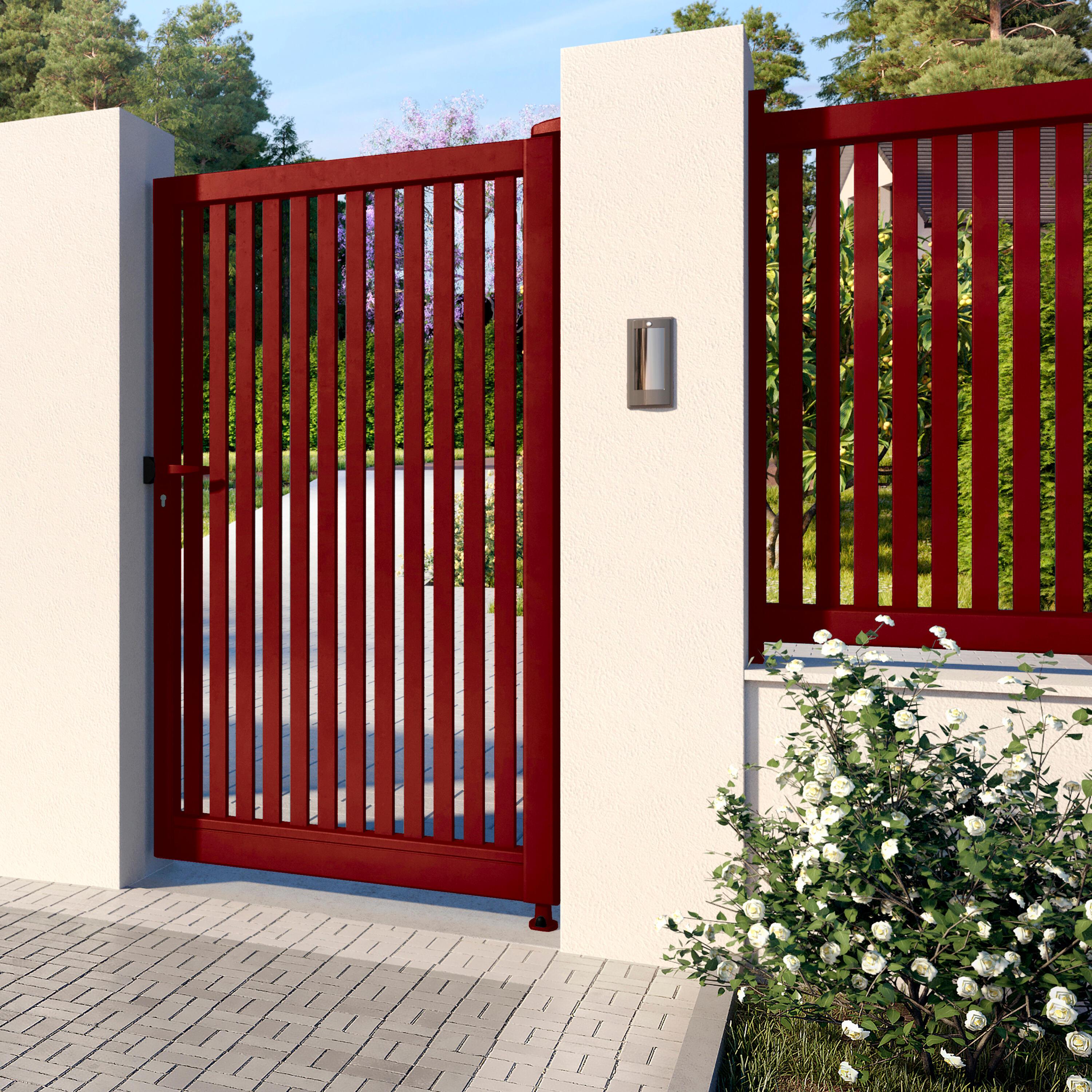 Portillon aluminium Lubéria Rouge 3004, GRANVAL, l.104 x h.180cm ...