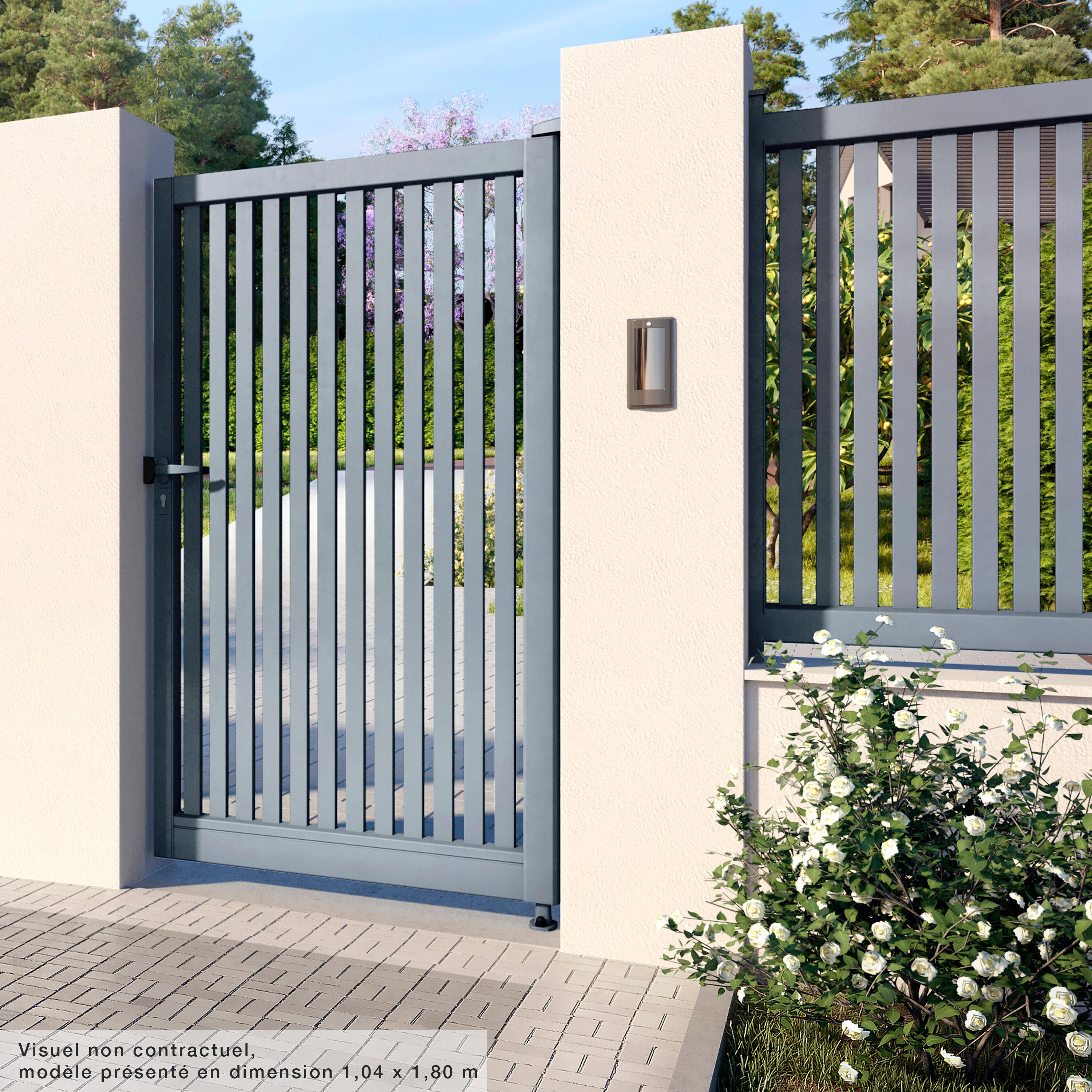 Portillon aluminium Lubéria Gris 7040, GRANVAL, l.104 x h.147cm | Leroy ...