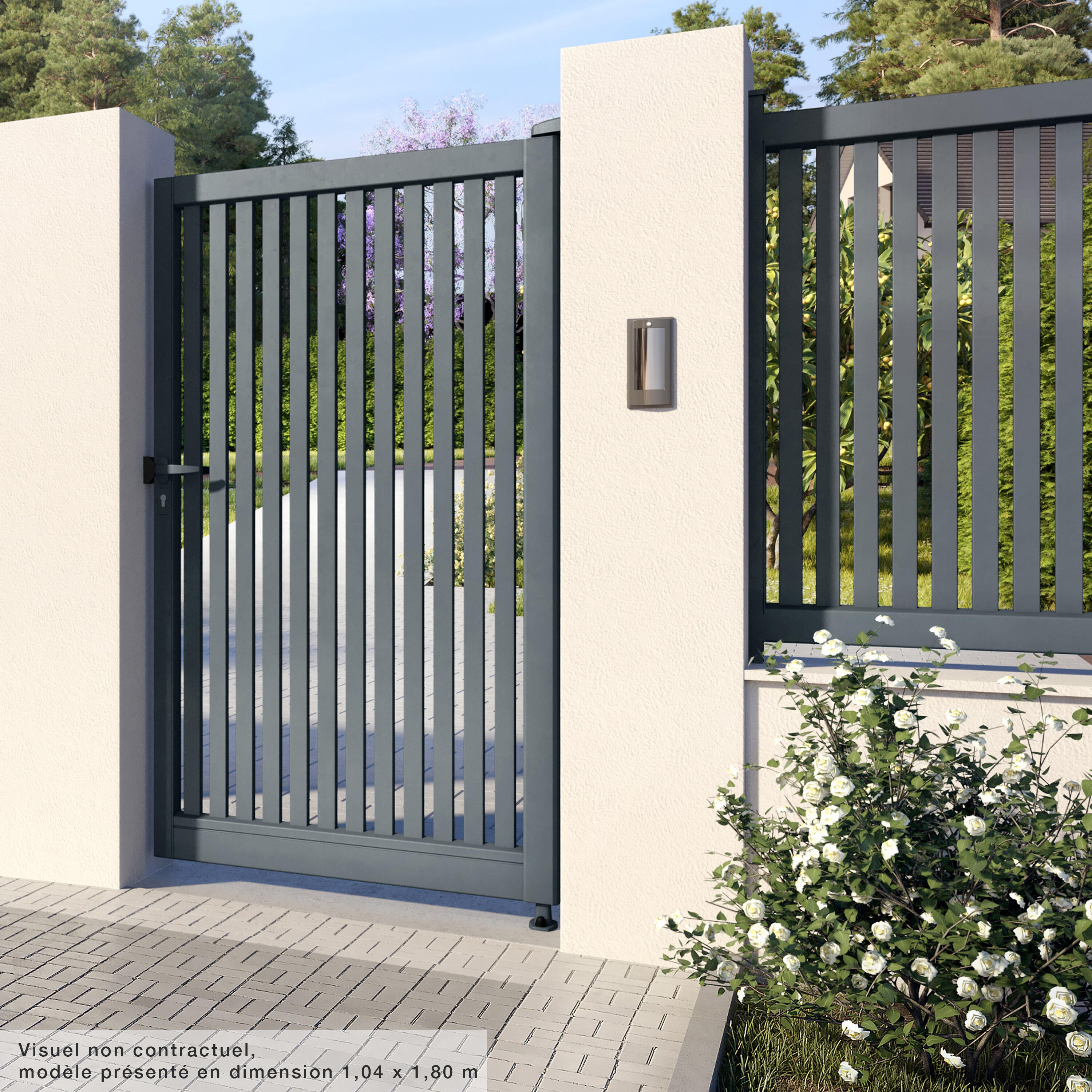 Portillon aluminium Lubéria Gris 7012, GRANVAL, l.104 x h.147cm | Leroy ...