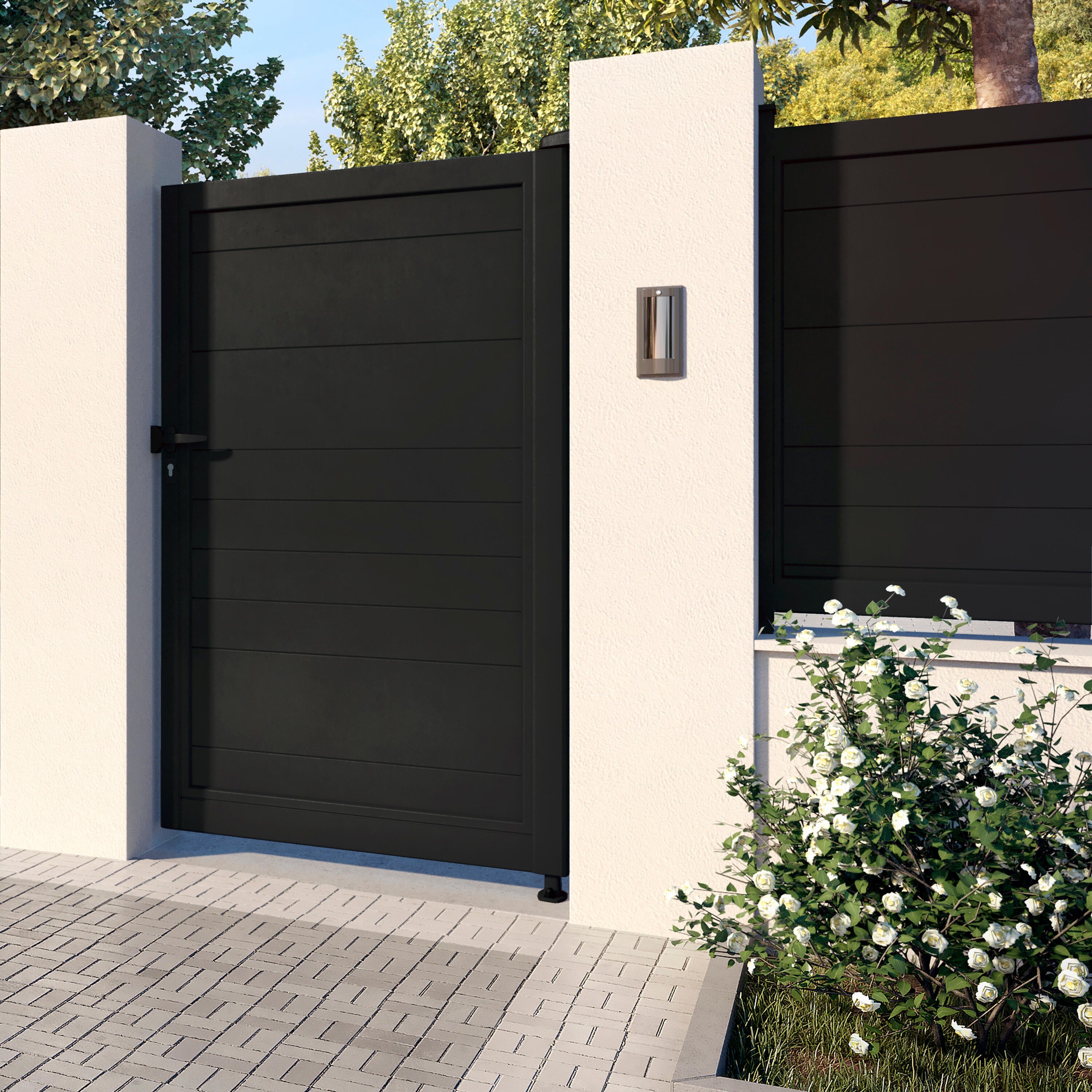 Portillon alu battant Alternéa l.104 x H.170 cm, noir | Leroy Merlin