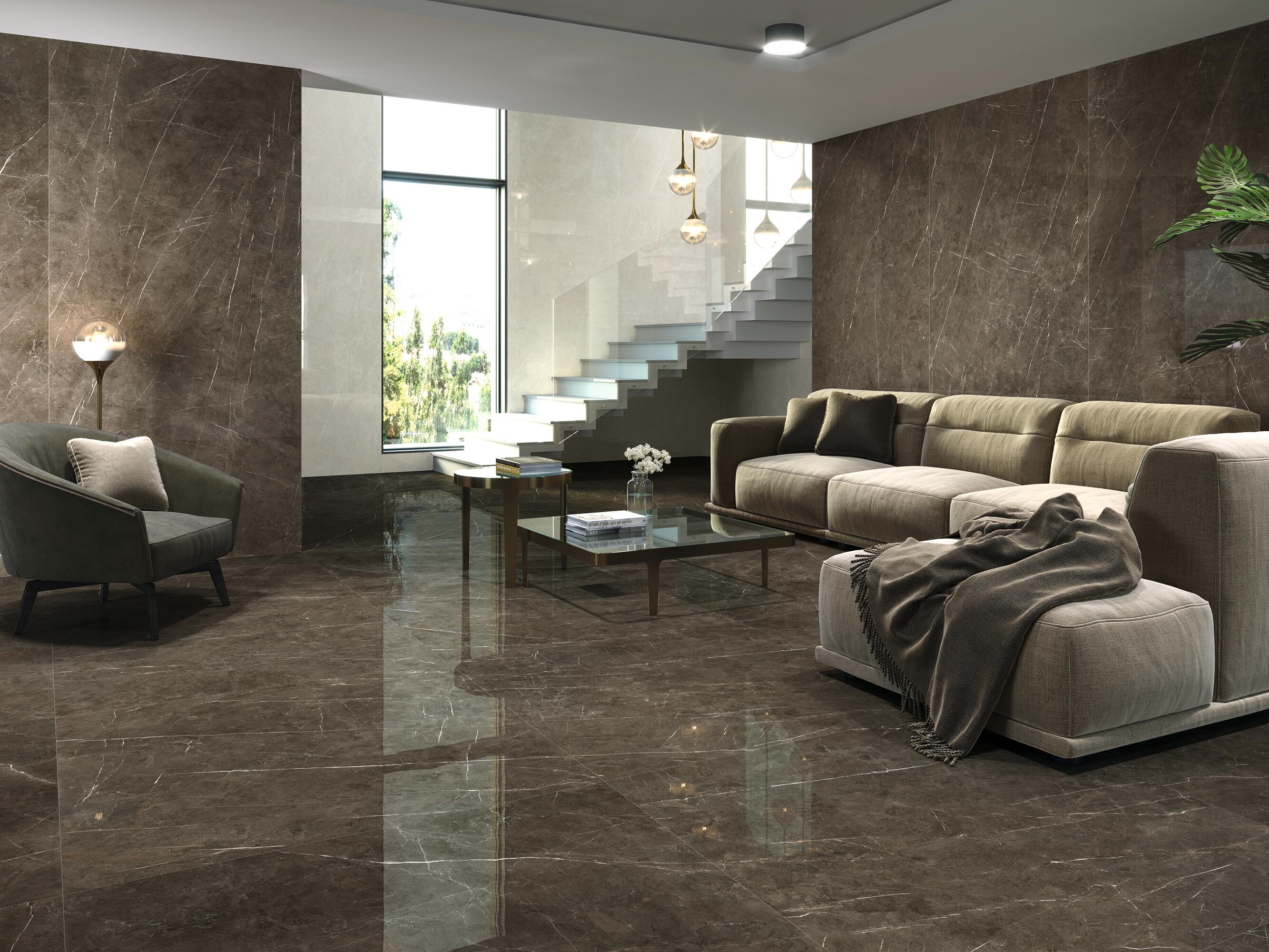 Suelo/Azulejo porcelánico Tessino efecto mármol bronze pulido 120x260 ...