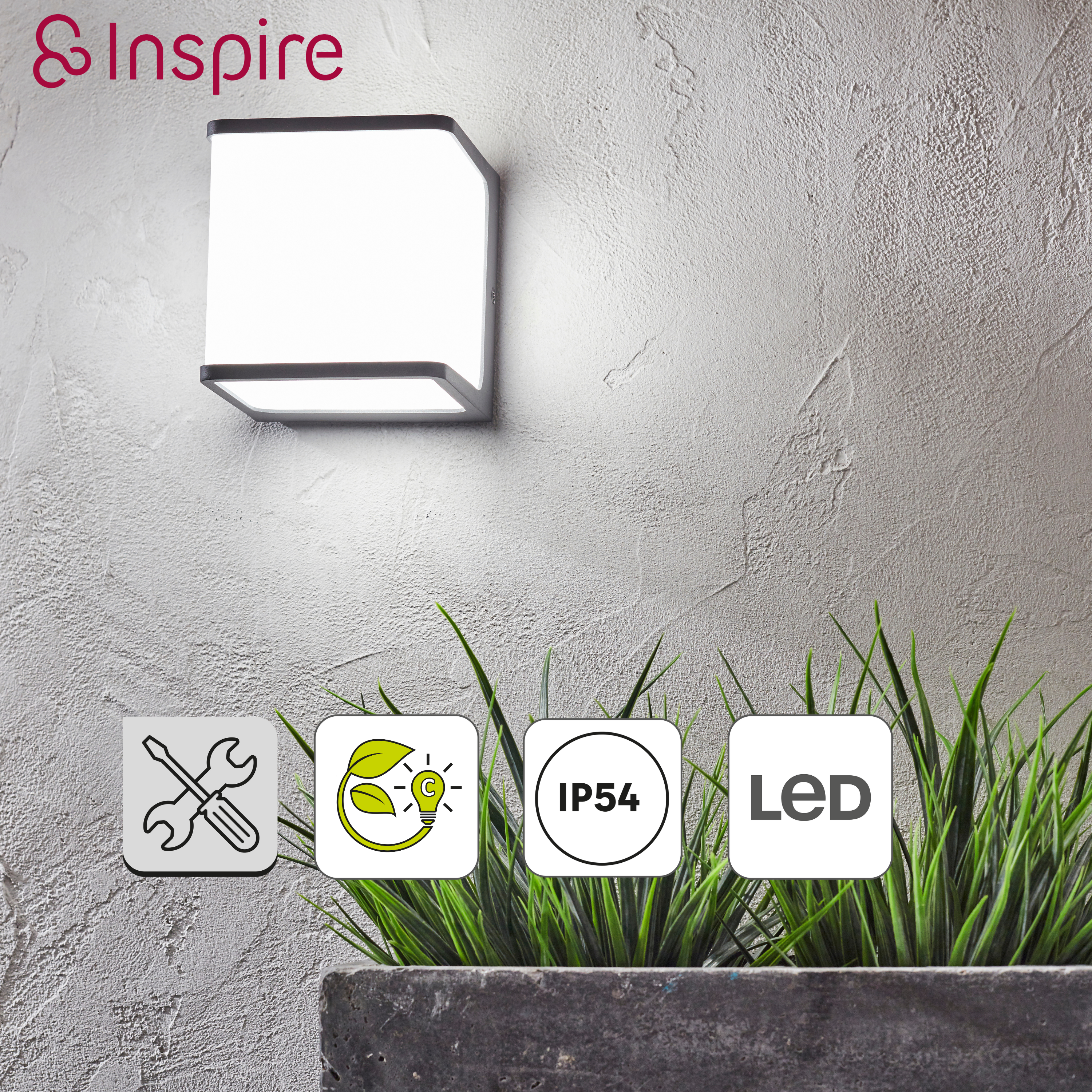 Applique LED moderno da esterno Telin 14.2W grigio IP54, luce bianco ...