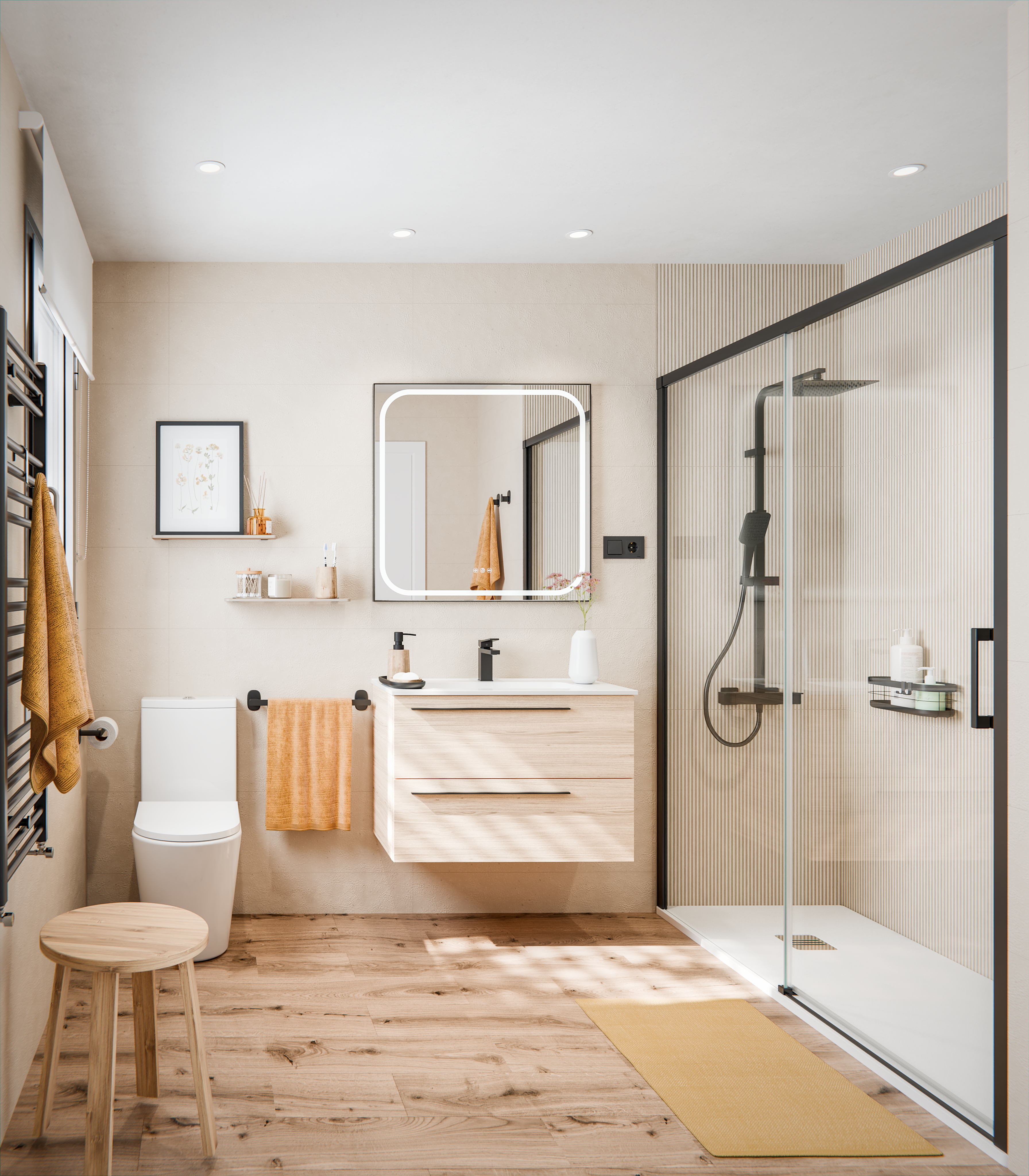 Columna de ducha con grifo monomando SENSEA Studio negro | Leroy Merlin