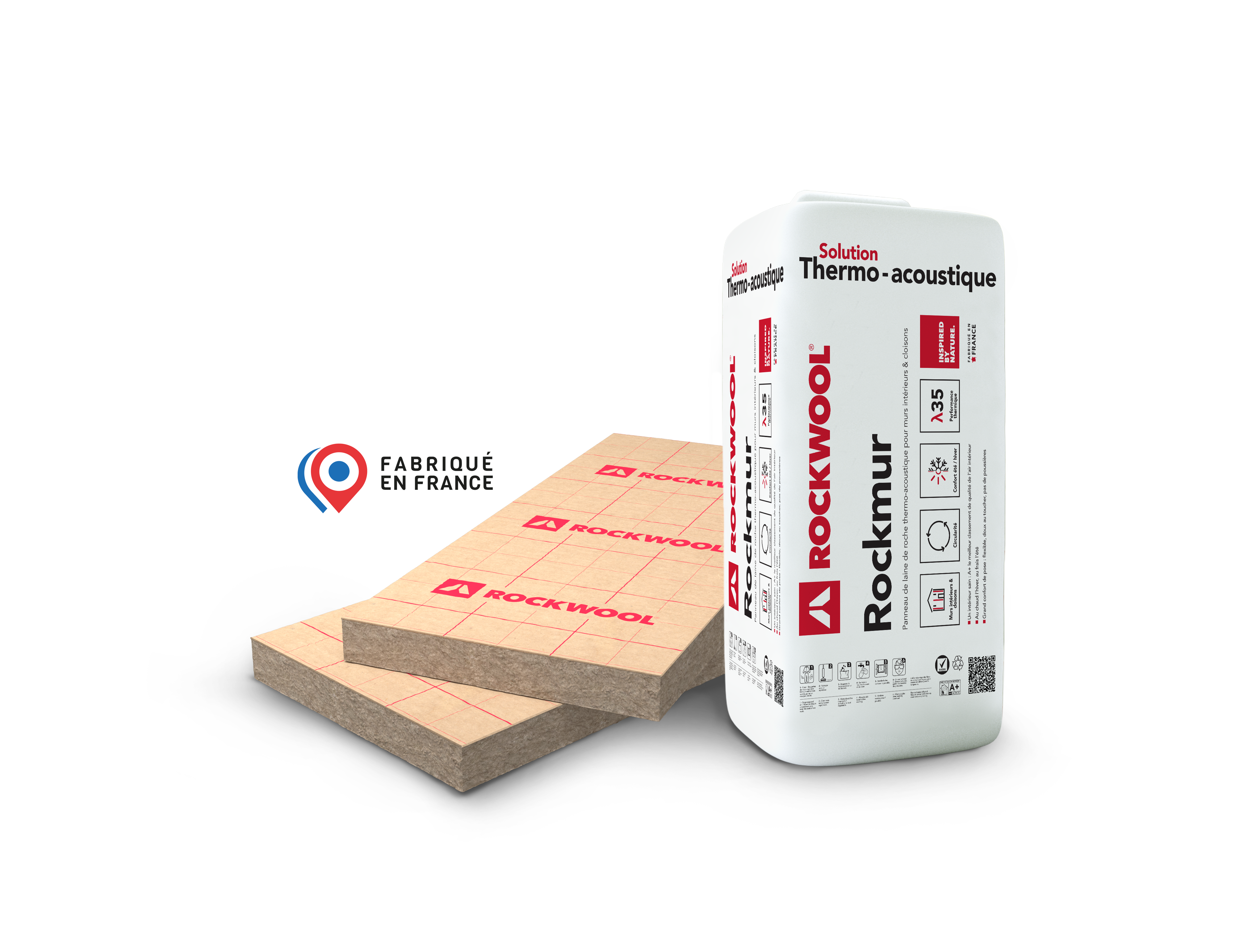 14 Panneaux de laine de roche ROCKWOOL Rockmur kraft, Ep.40mm, 1.35x0 ...