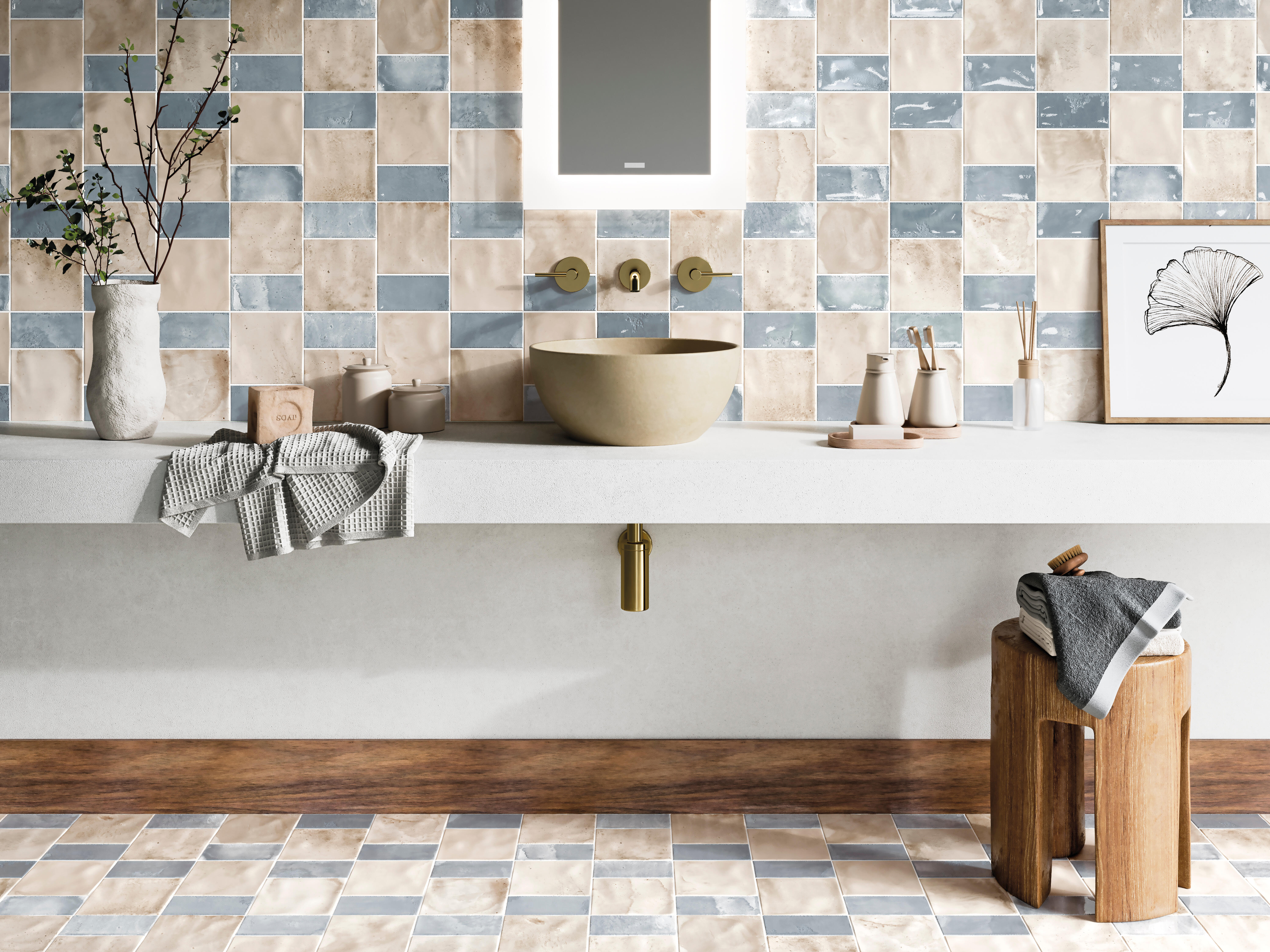 Azulejo piscina porcelánico Portofino efecto terracota arena sky 15x45 ...