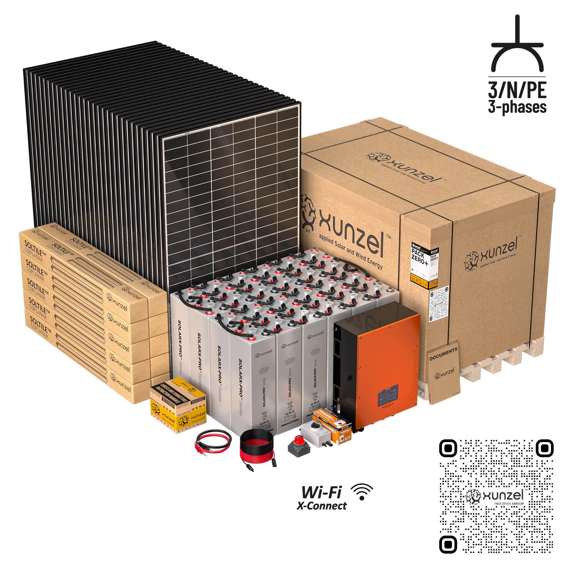 Kit Solar Trifásico PACK ZERO+AX8903P XUNZEL batería 61kWh inversor 12kW | Leroy Merlin