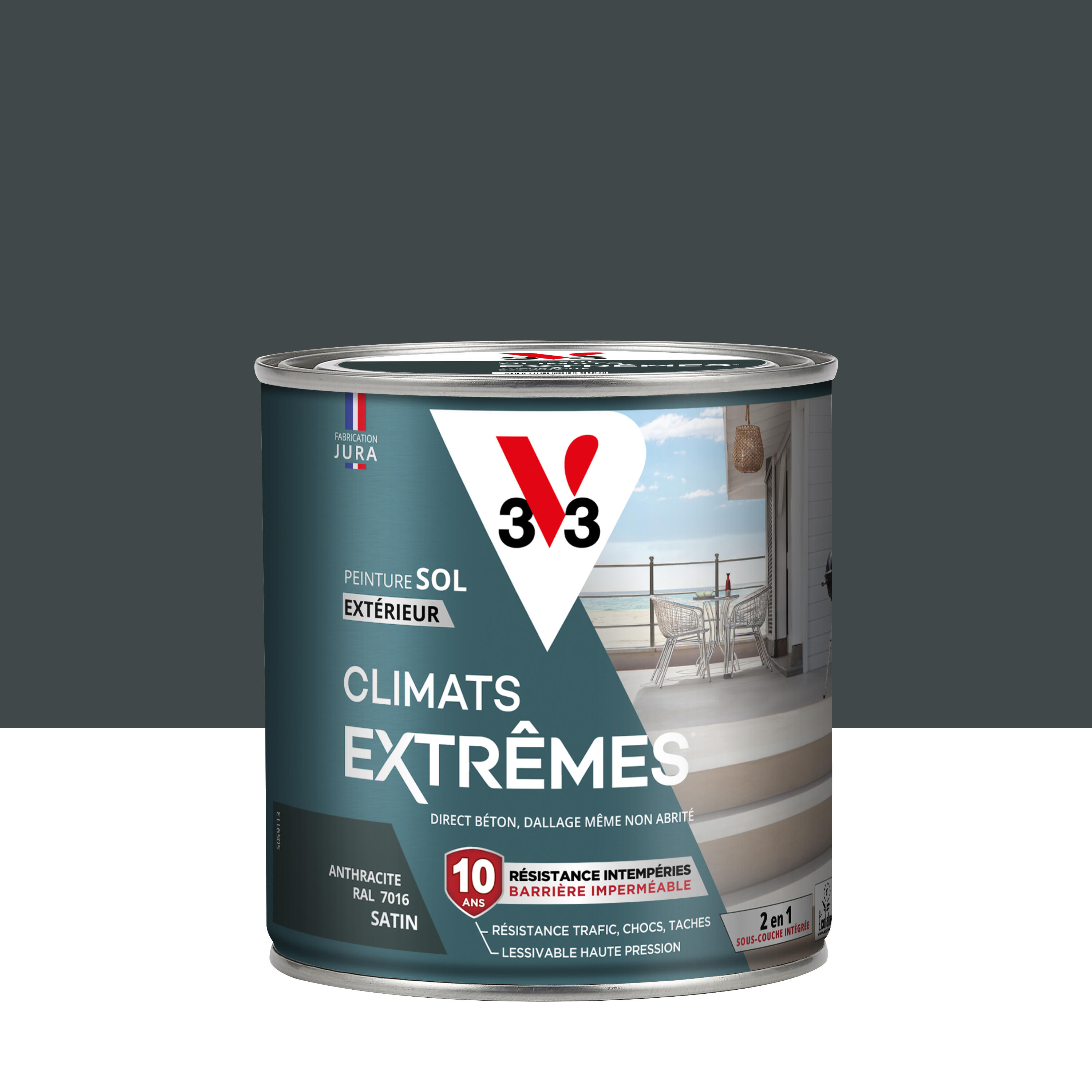 Peinture sol Climats extrêmes® V33, anthracite satiné, 0.5 l | Leroy Merlin