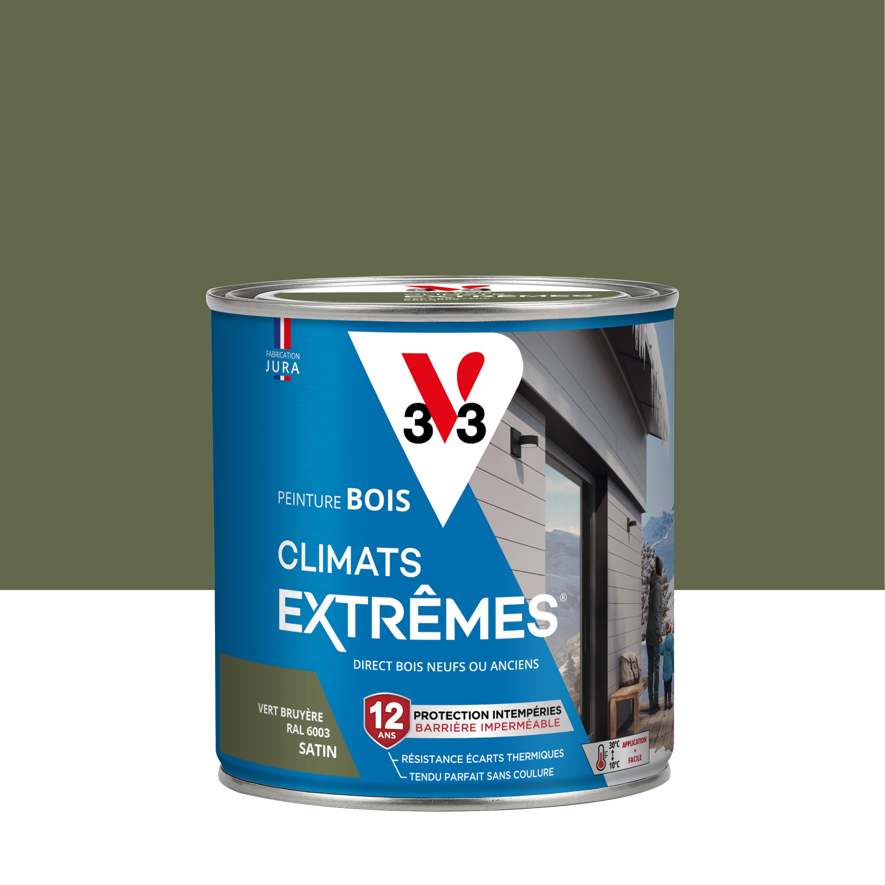 Peinture extérieure bois Climats extrêmes® V33 vert bruyere satiné 0.5l ...