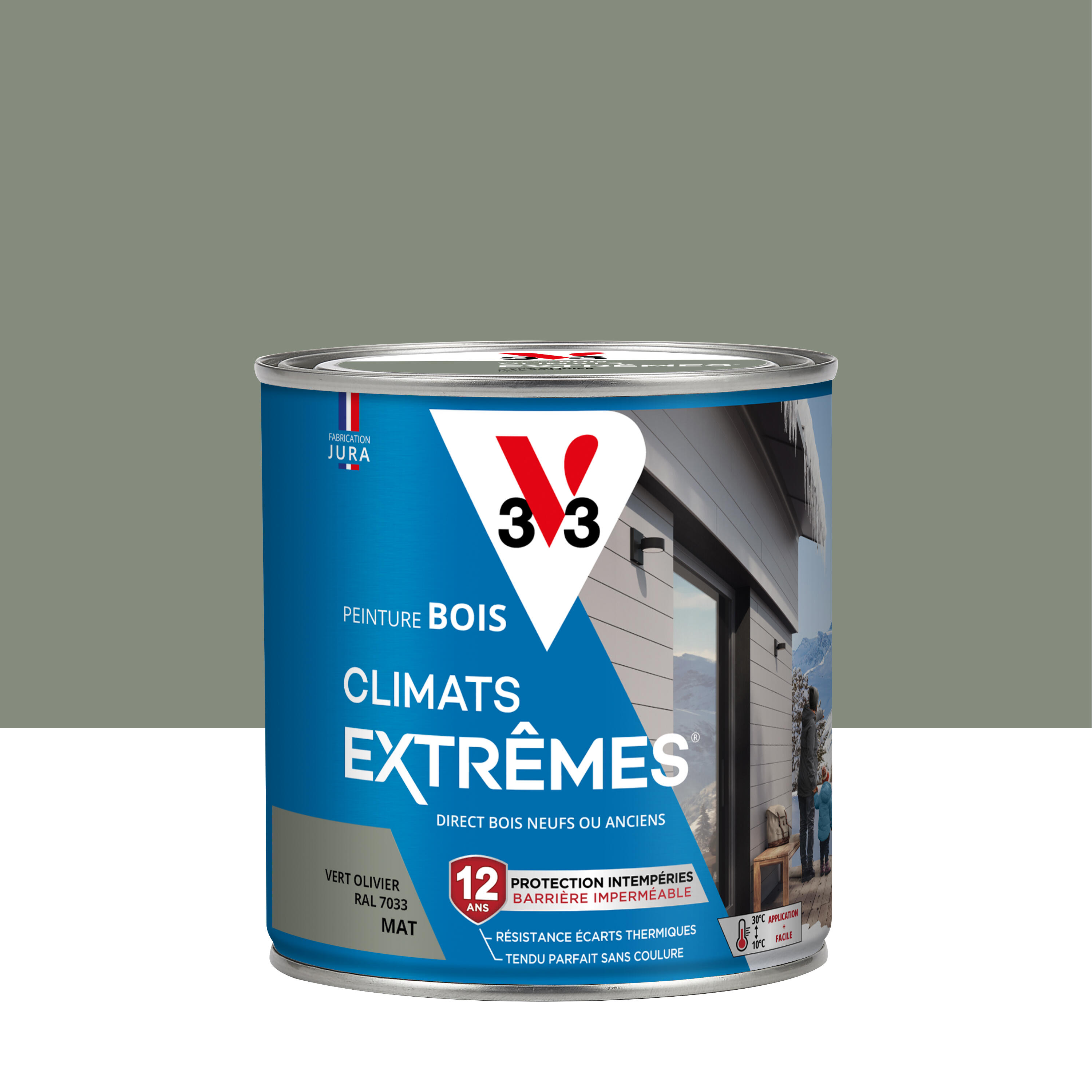 Peinture extérieure bois Climats extrêmes® V33 vert olivier mat 0.5l ...
