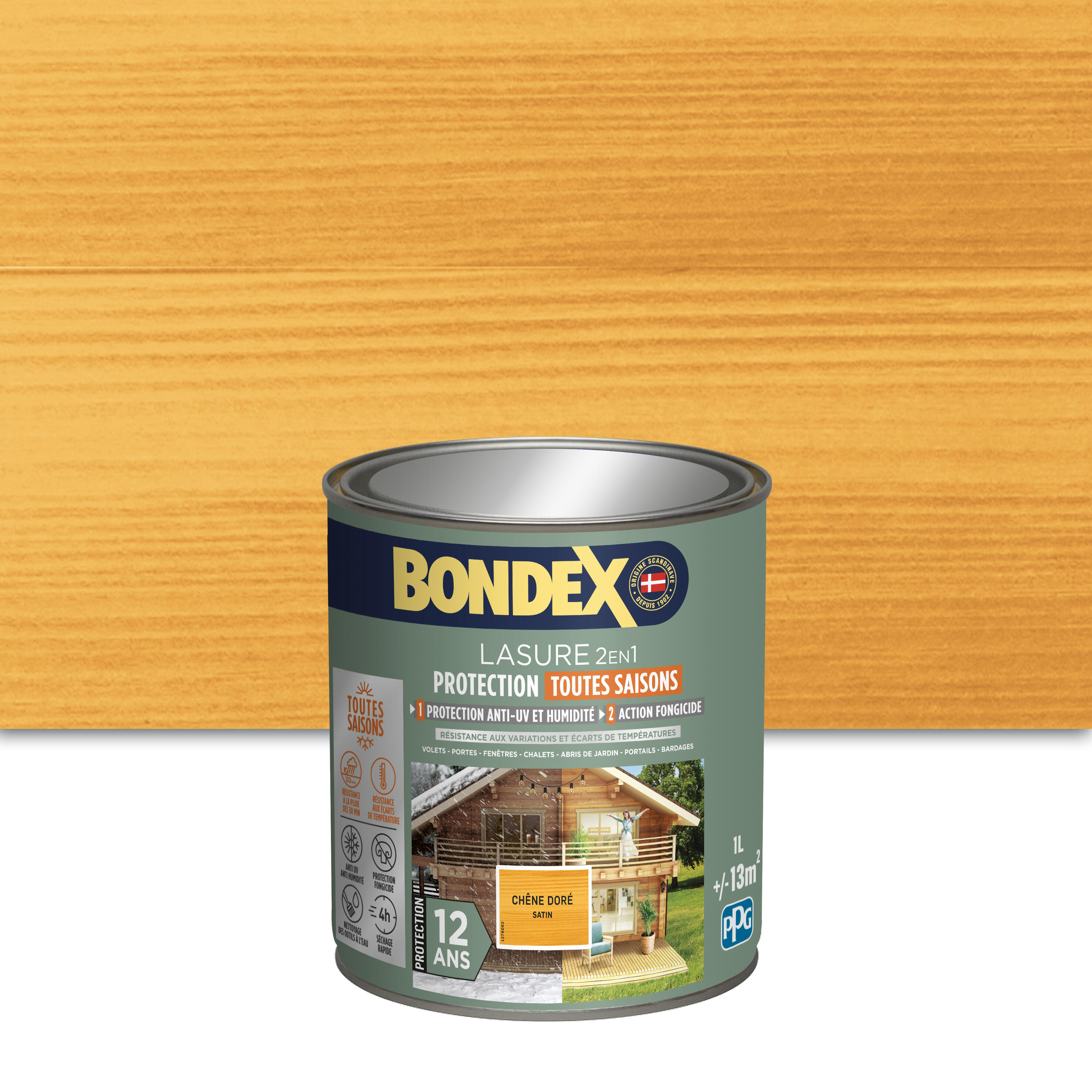Lasure protection extrême 12 ans chêne doré 1 L - BONDEX | Bricoman