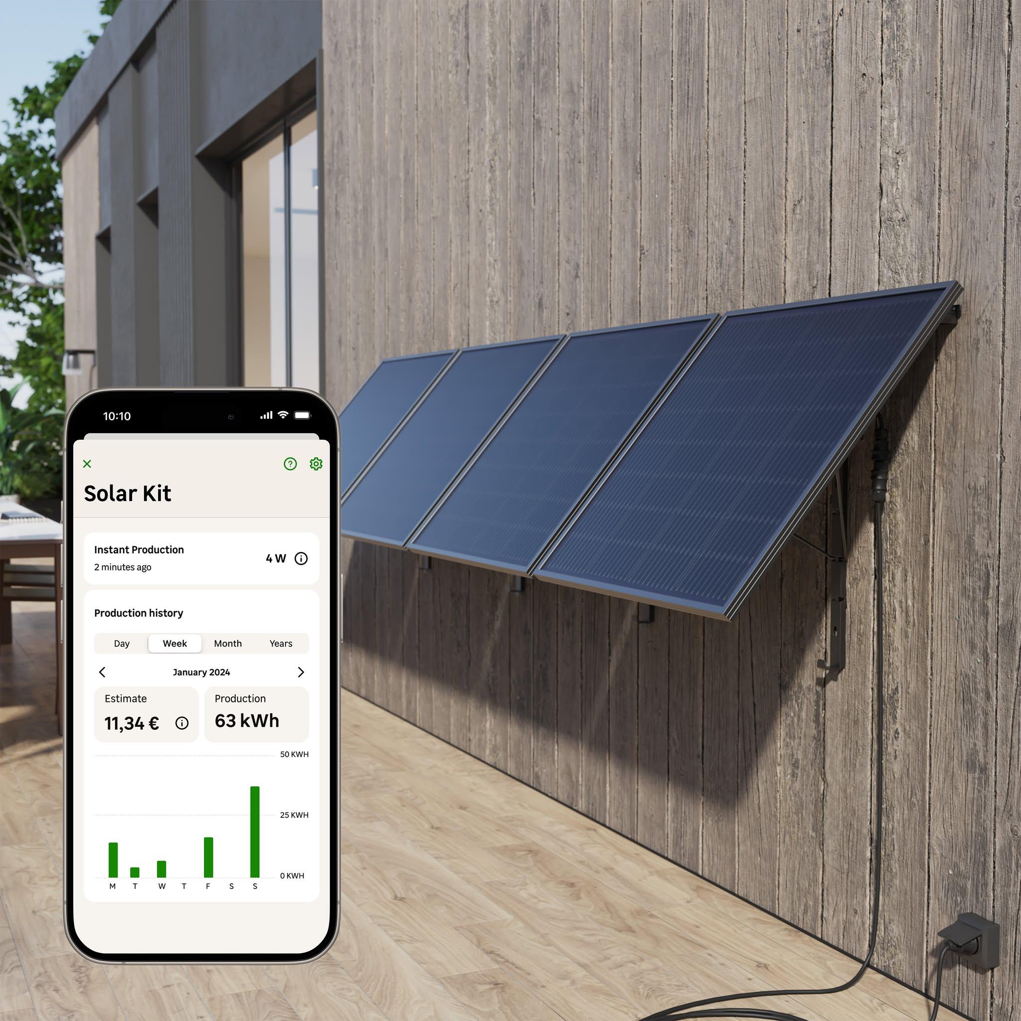 Kit Solar enchufable LEXMAN 4 paneles rígidos 440W para pared/suelo ...