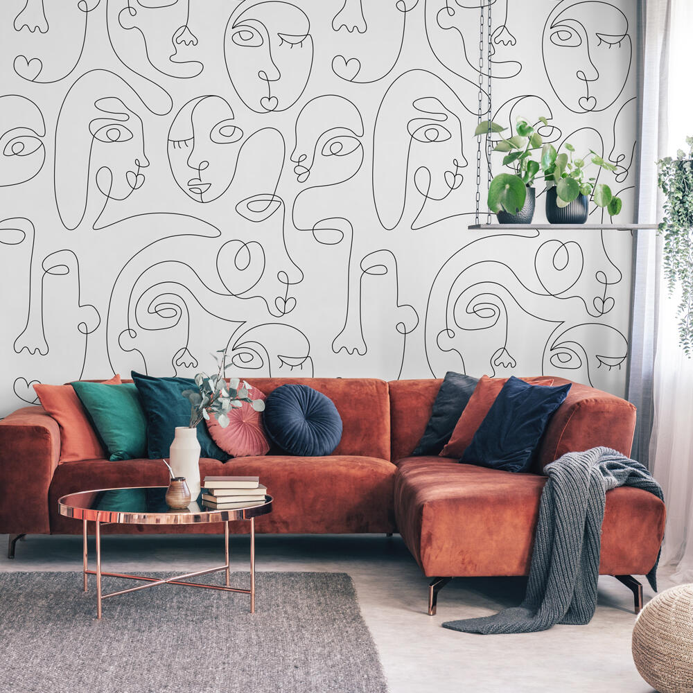 Mural vinilo abstracto Faz White blanco de 132 x 260 cm MOTIF | Leroy ...