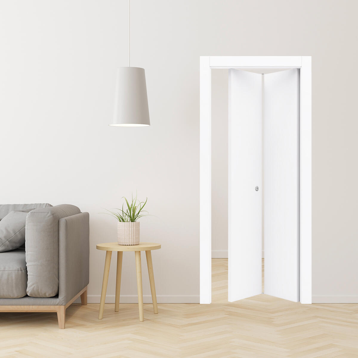 Porta pieghevole a libro in legno, L 80 x H 210 cm, bianca, spingere a ...