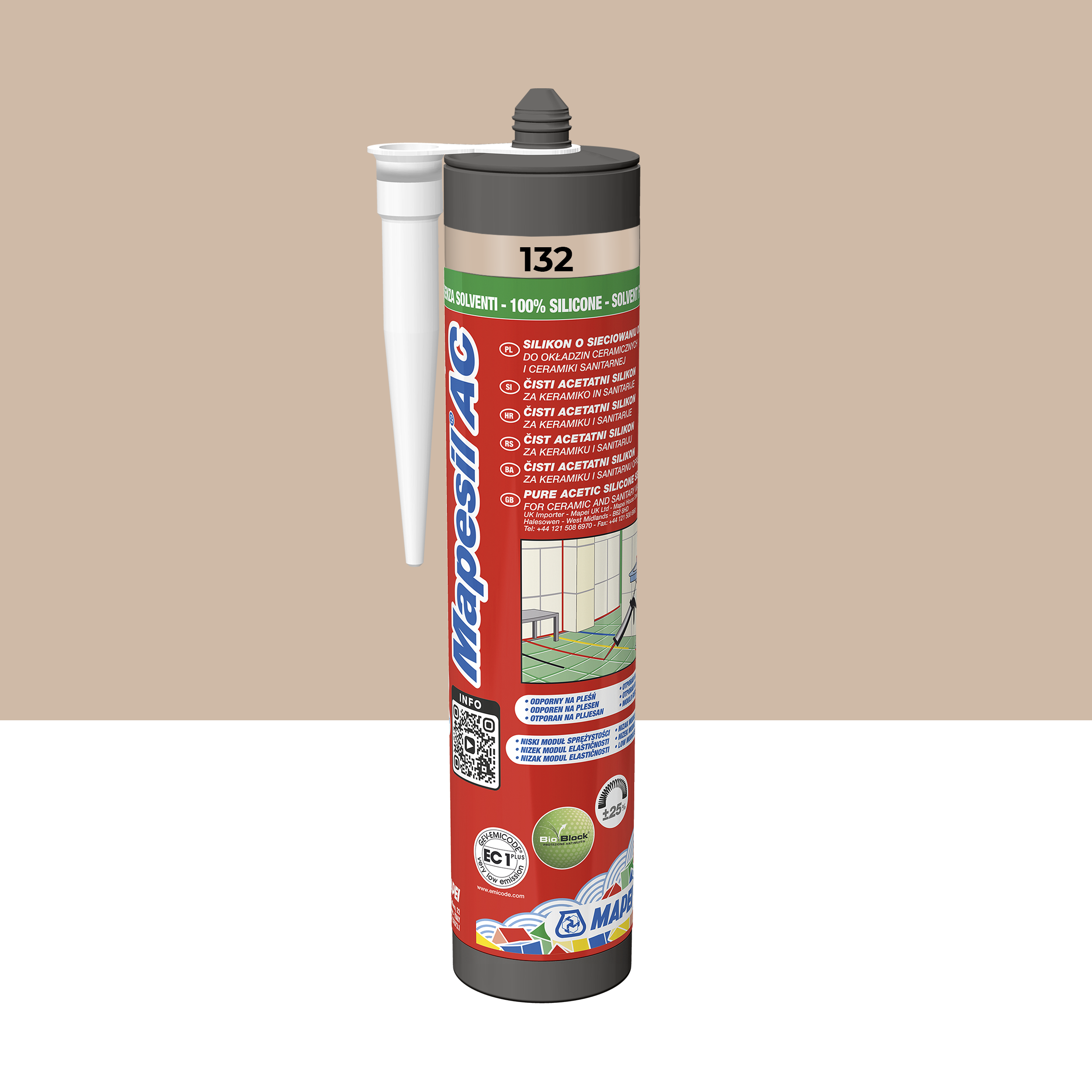 Silikon sanitarny Mapesil AC 132 310 ml Beżowy Mapei - Leroy Merlin