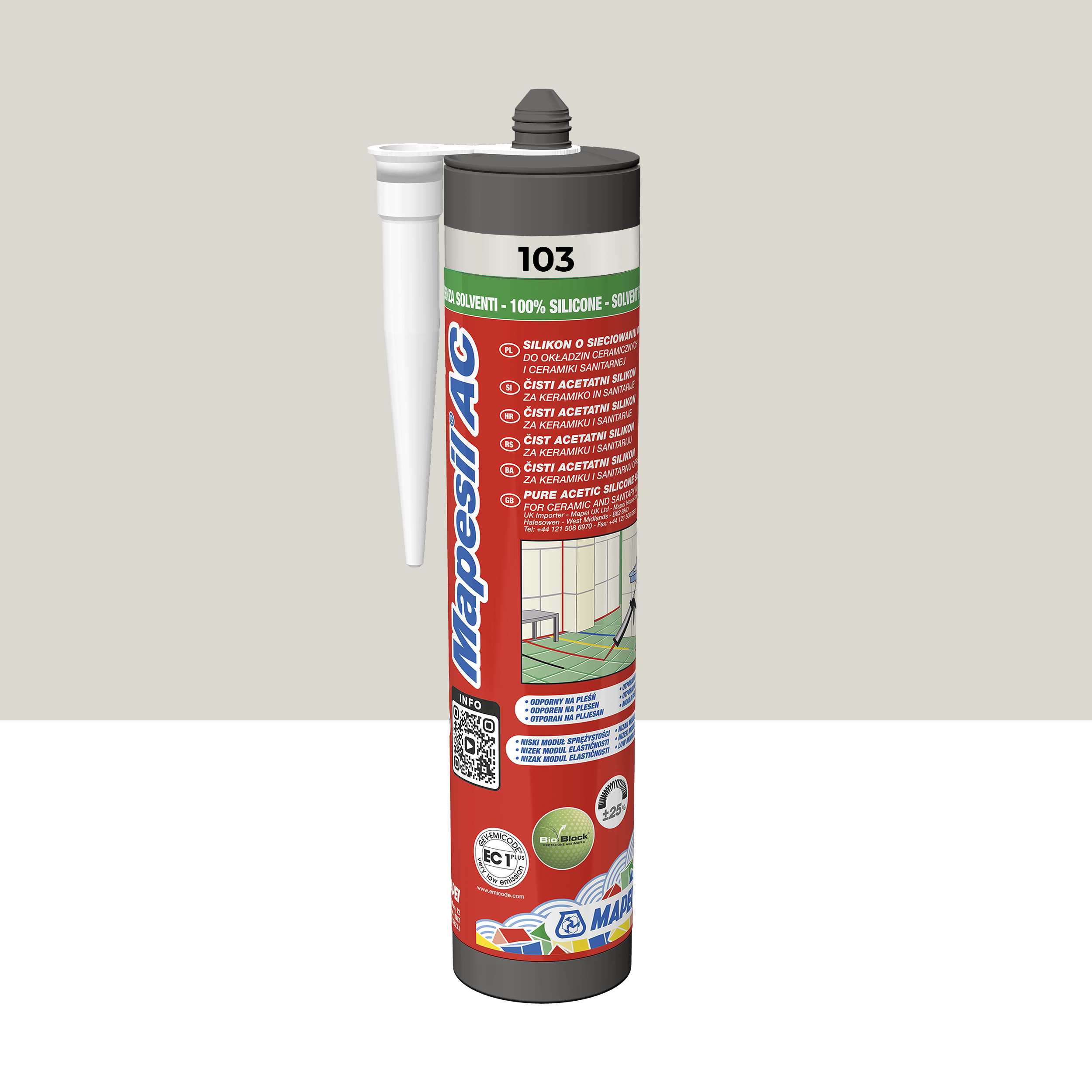 Silikon sanitarny Mapesil AC 103 310 ml Pył księżycowy Mapei - Leroy Merlin