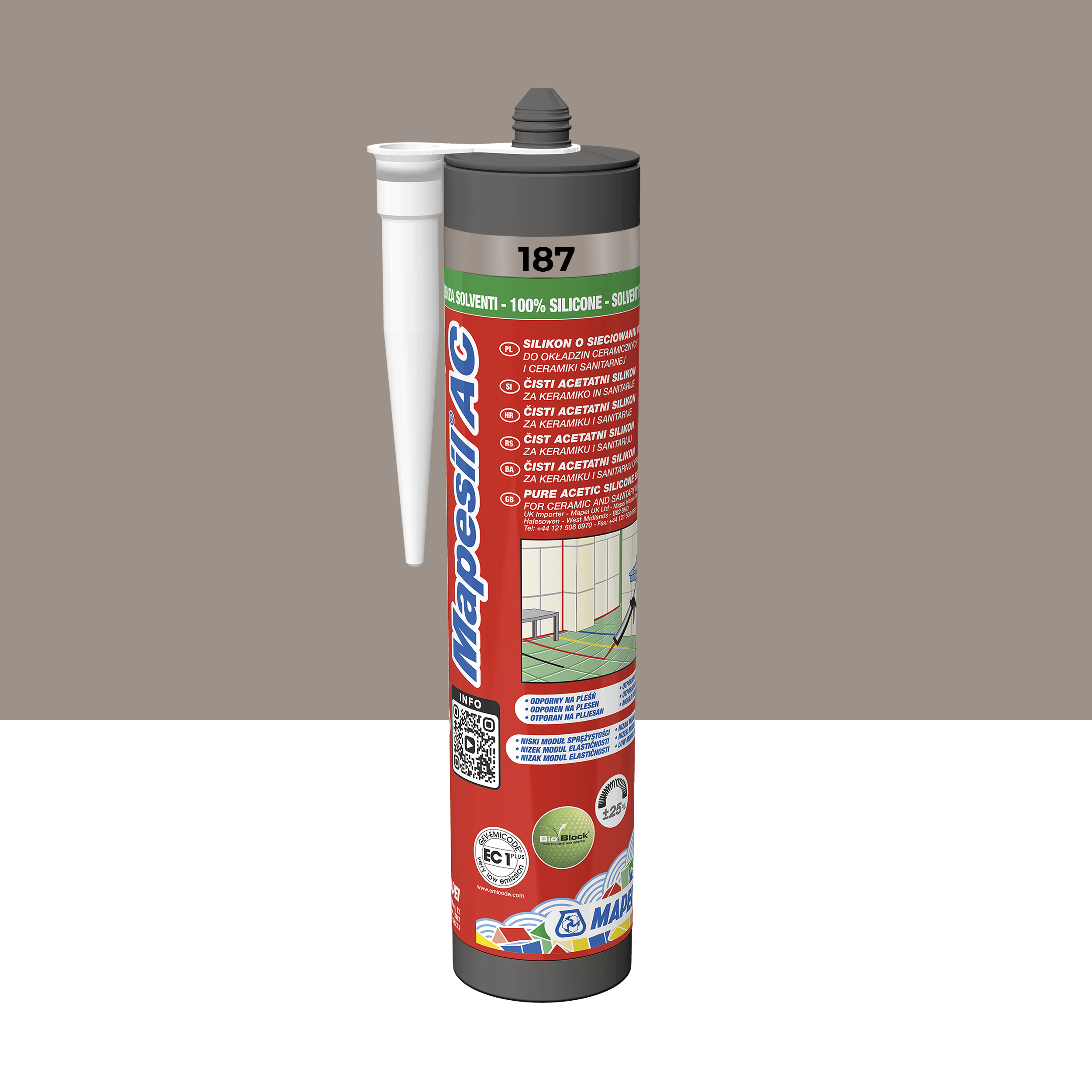 Silikon Mapesil AC 187 Len 310 ml Mapei - Leroy Merlin