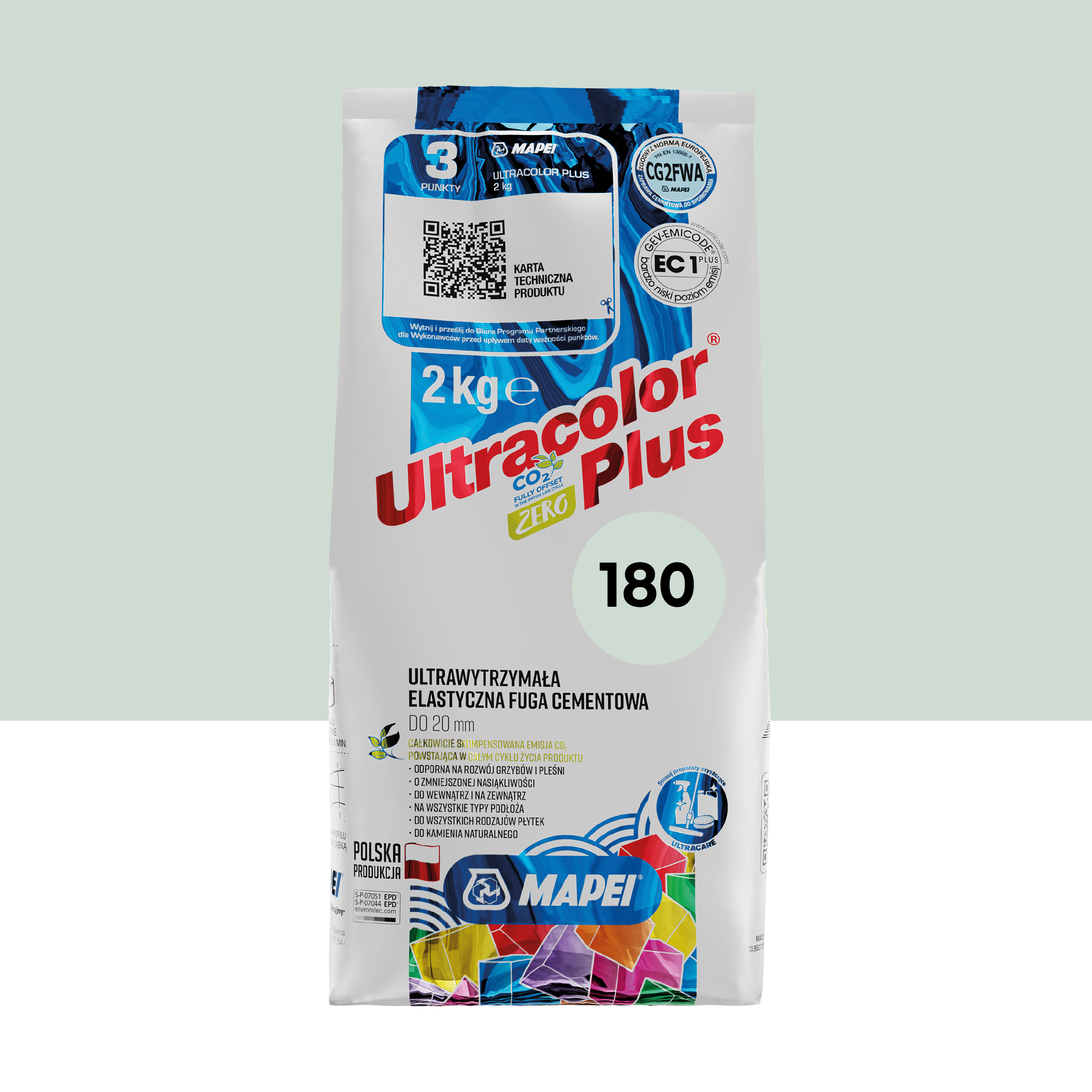 Fuga cementowa Ultracolor 180 miętowy 2 kg Mapei - Leroy Merlin