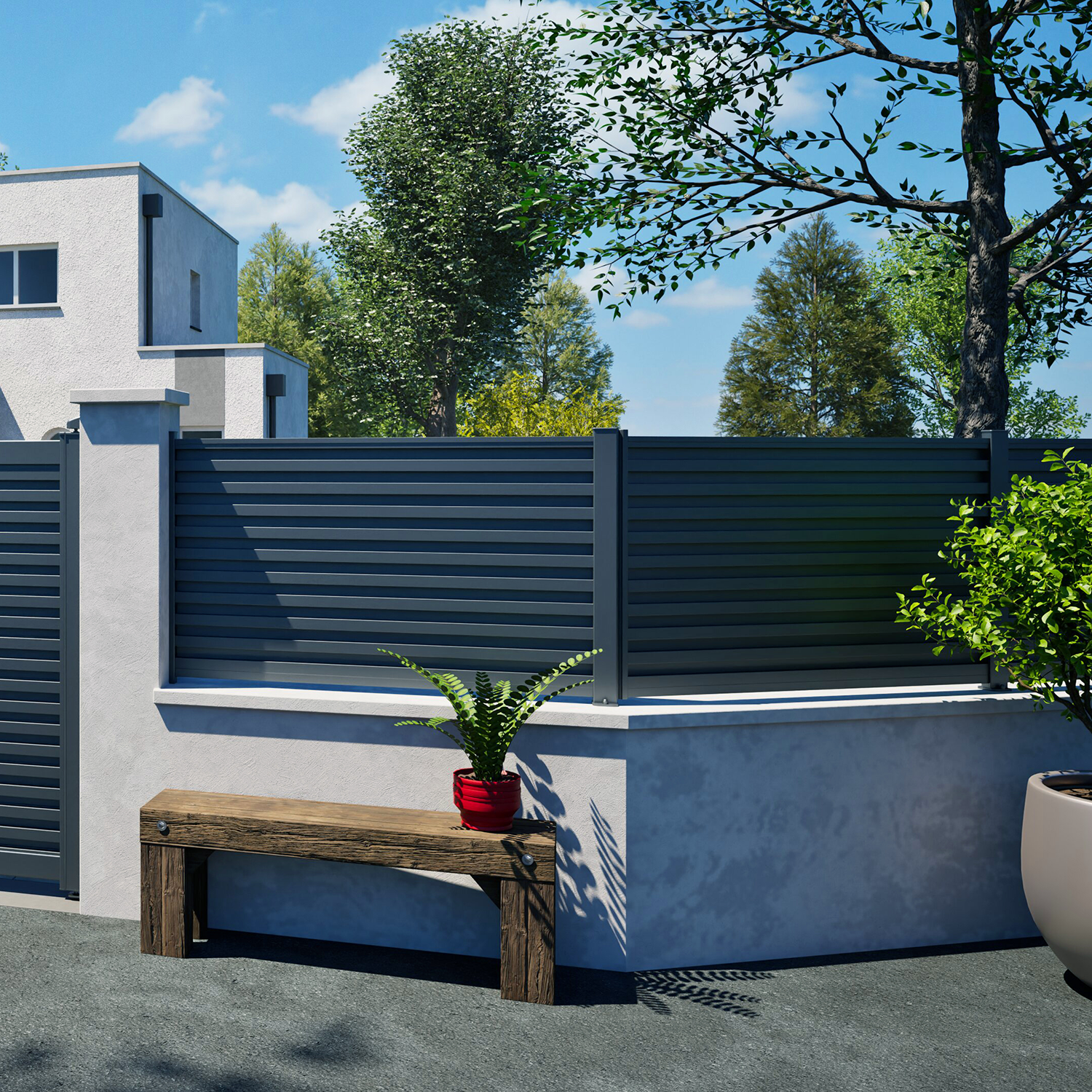 Lame à emboîter pour panneau aluminium Pleine tasso gris, L.145.5 x Ht ...