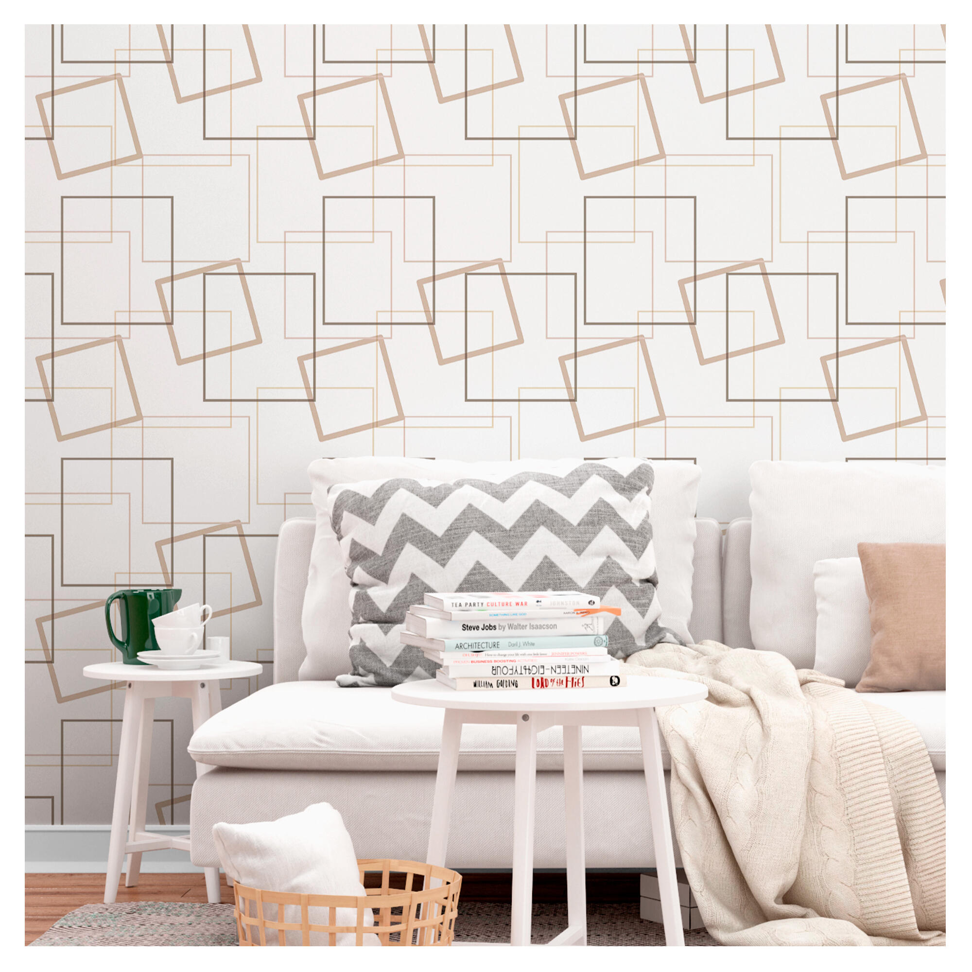 Papel pintado vinílico Cuadrados 2668 beige 0,52x10 metros | Leroy Merlin